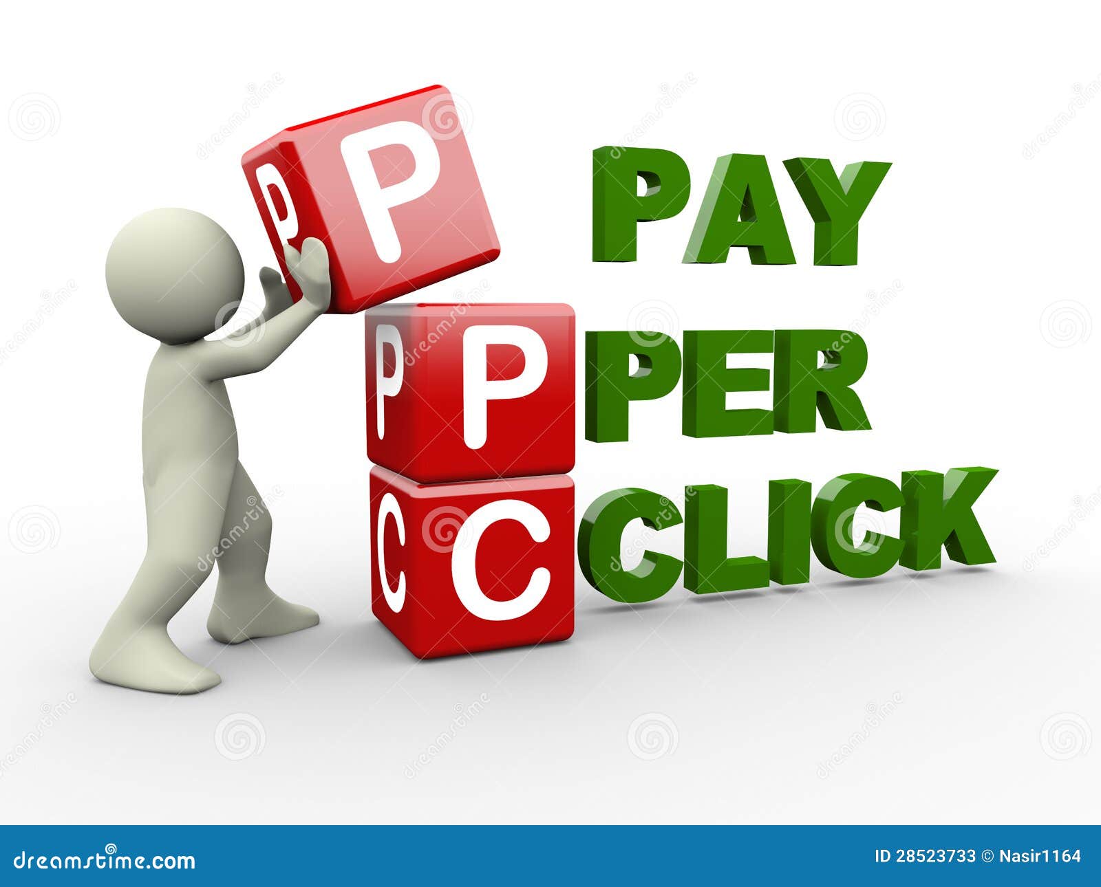 3d man and ppc cubes stock illustration. Illustration of percentage ...