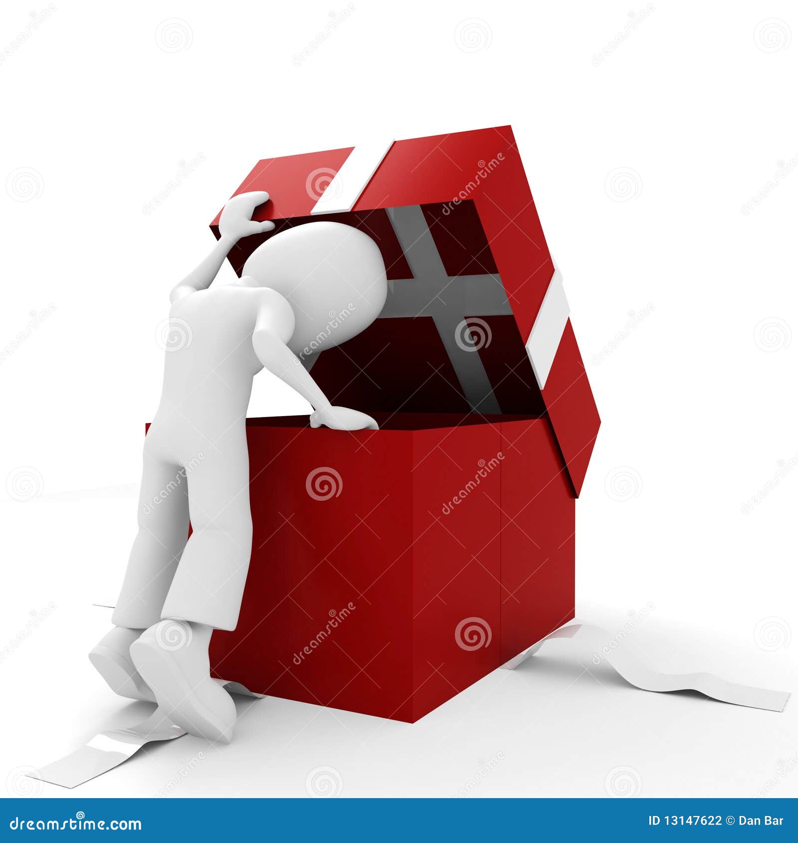3d man and a present box stock illustration. Illustration of impress ...