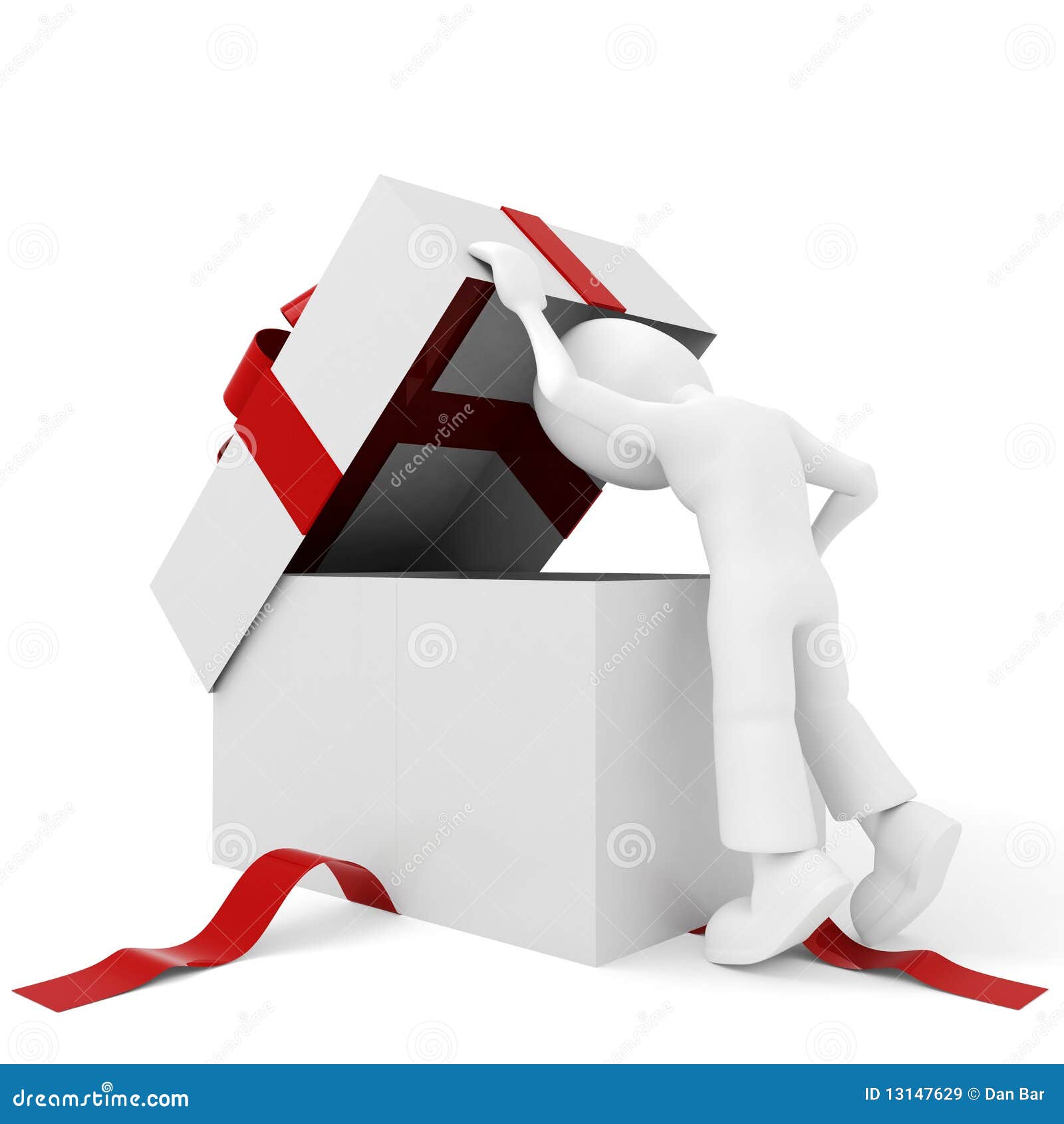 3d man and a present box stock illustration. Illustration of care ...