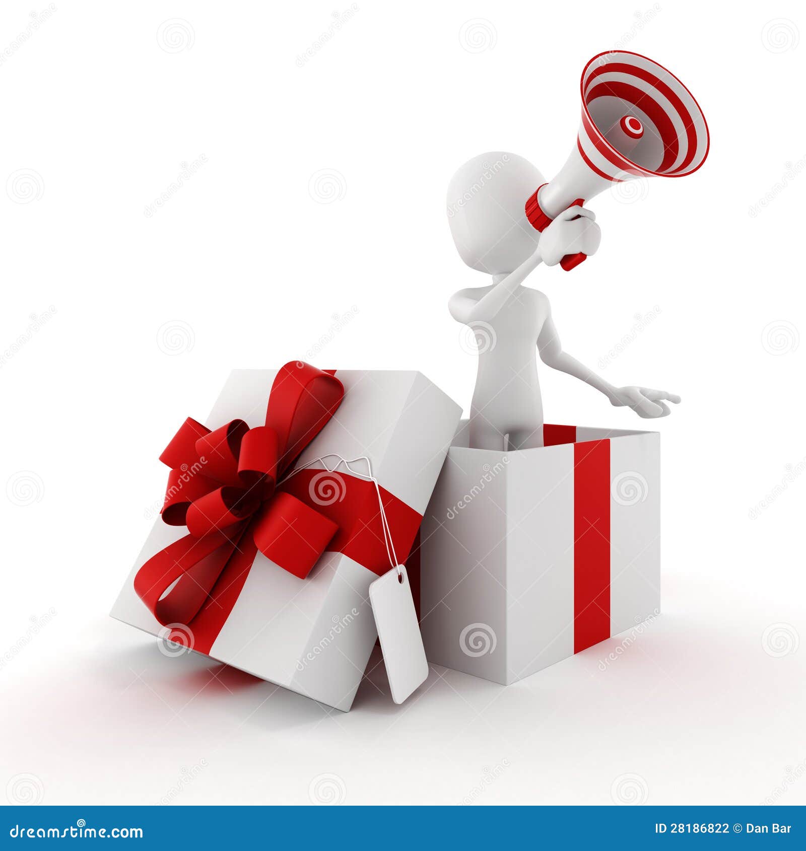 3D man in a present box stock illustration. Illustration of gift - 28186822