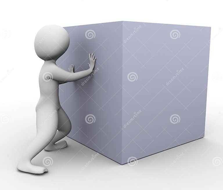 3d man pushing box stock illustration. Illustration of effort - 20299802