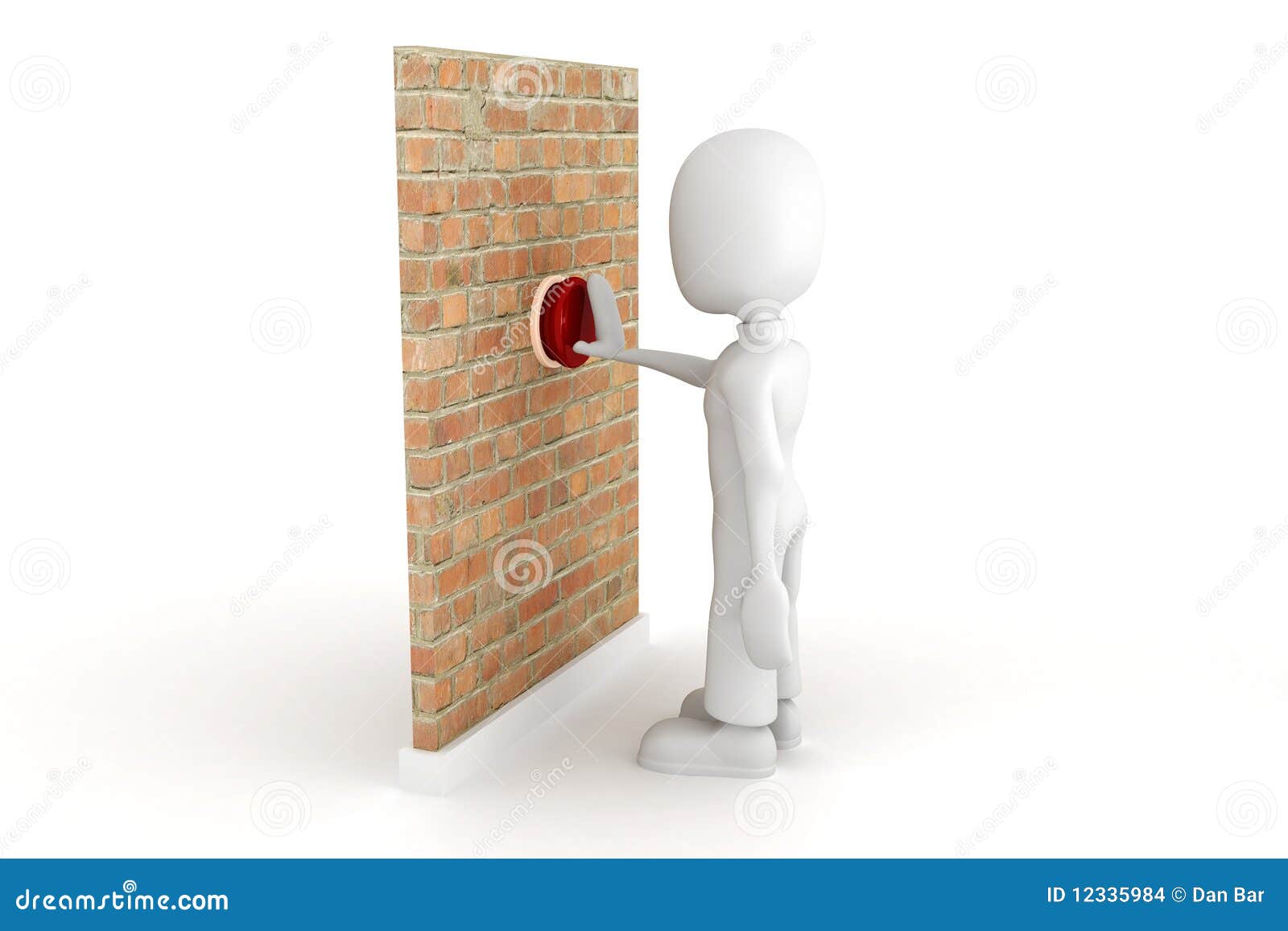 3d man pushing a button stock illustration. Illustration of abstract ...