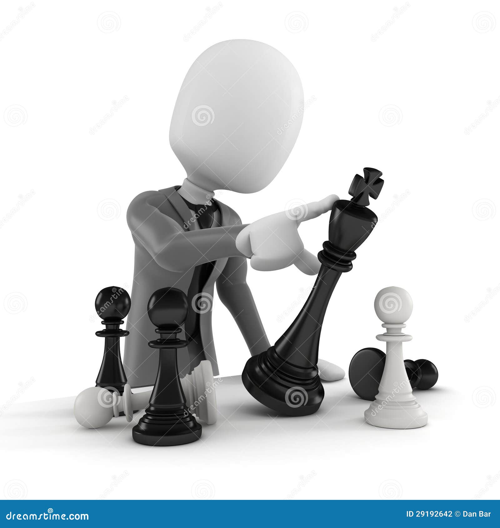 3d Man Pushing A King Chess Figure Stock Photography | CartoonDealer ...