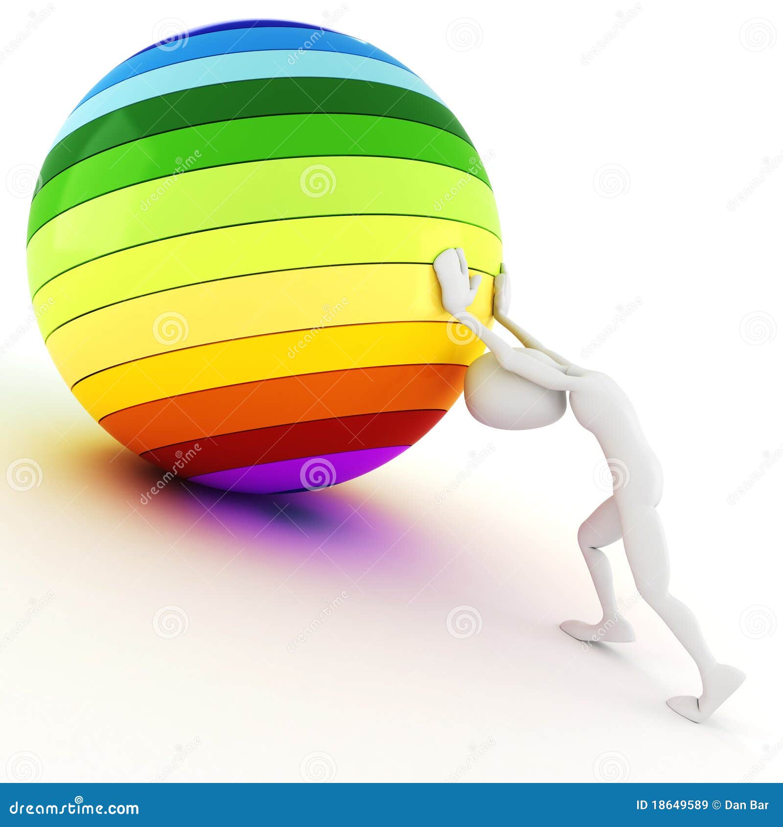 3d Man Pushing a Colorful Ball Stock Illustration - Illustration of ...