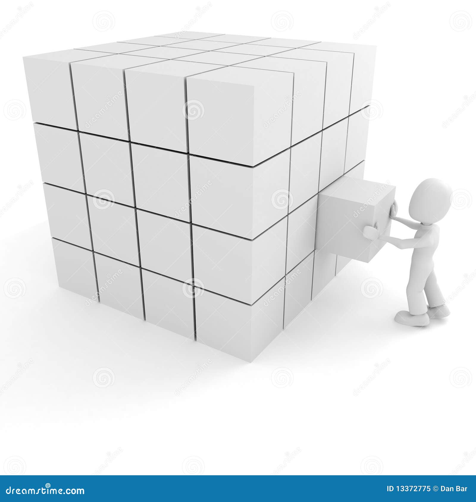 3d man pushing a cube stock illustration. Illustration of concept ...