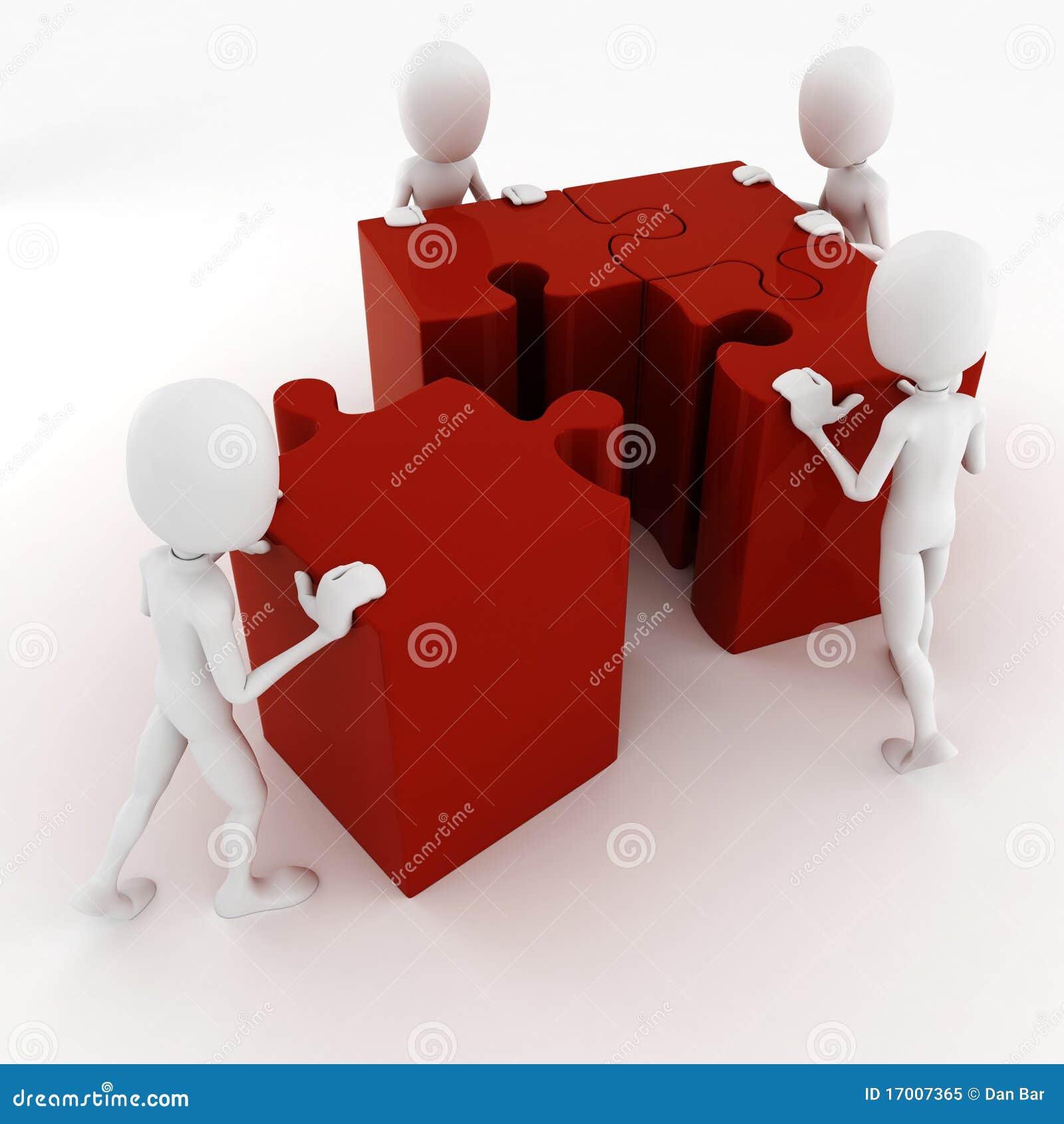 3d Man Pushing Puzzle Pieces Stock Illustration - Illustration of ...