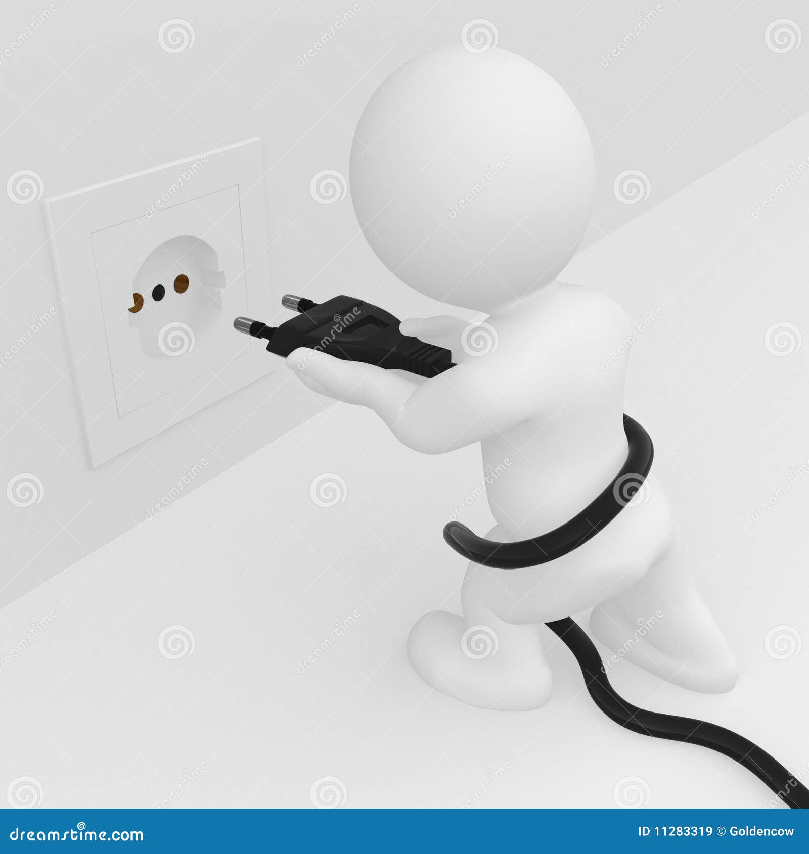 3D Man Putting Pin Plug Into Socket Stock Image | CartoonDealer.com ...
