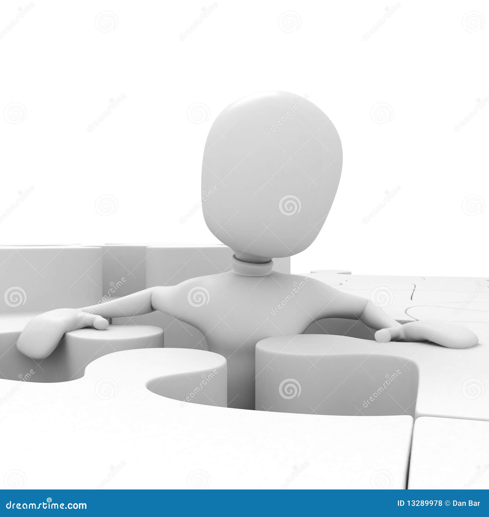 3d man and a puzzle stock illustration. Illustration of white - 13289978