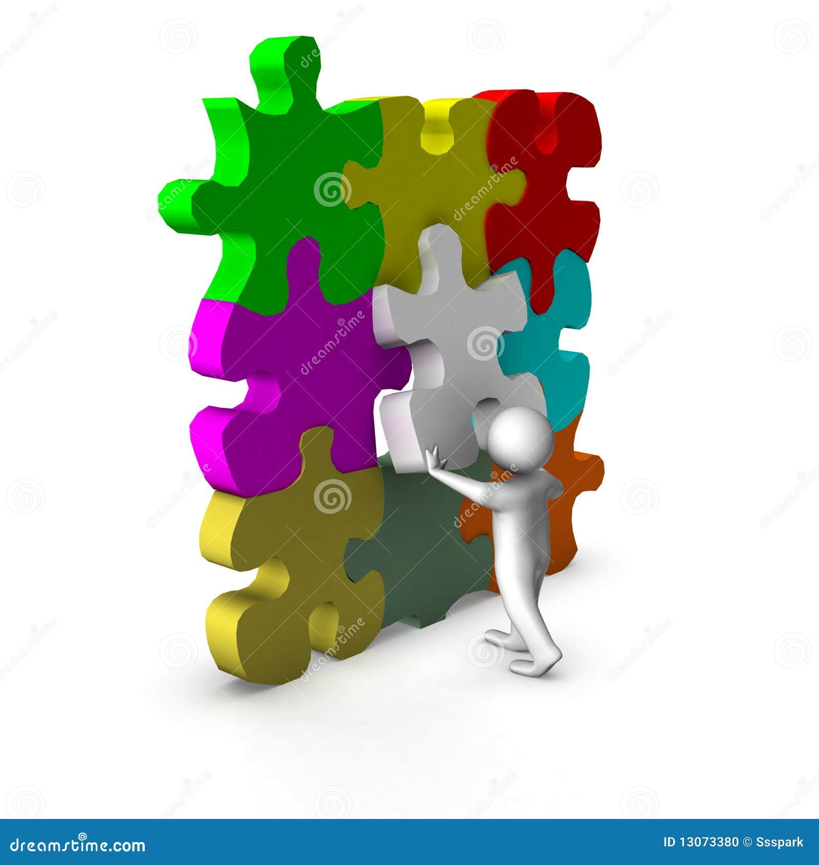 3d man with puzzle game stock illustration. Illustration of isolated ...