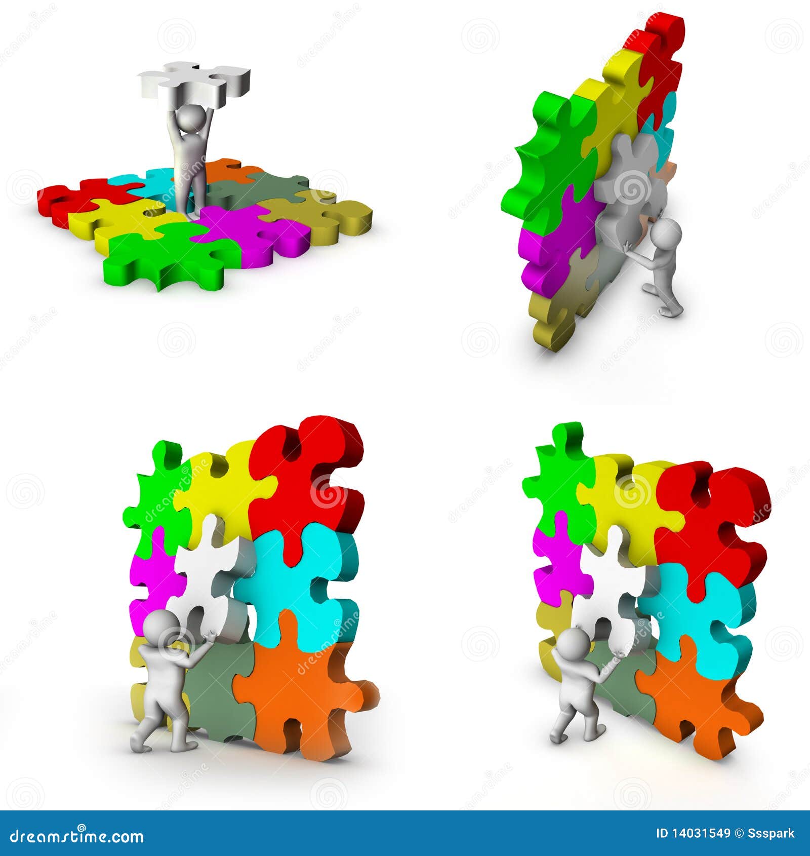 3d man with puzzle game stock illustration. Illustration of merge ...