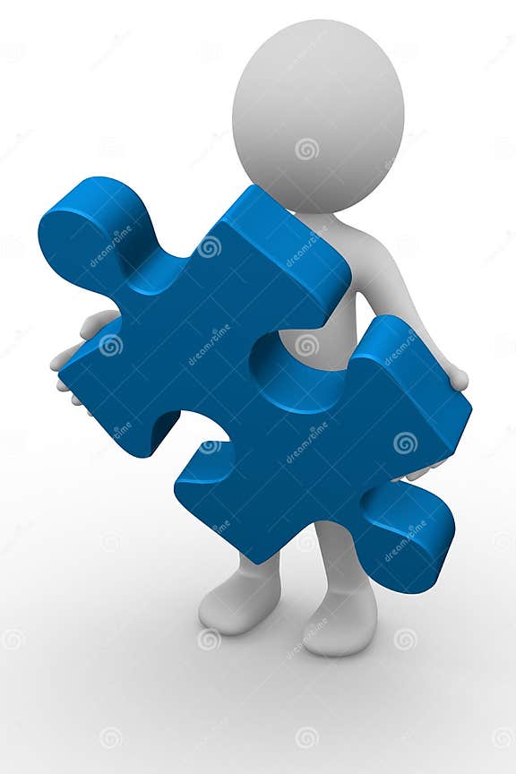 3D man with a puzzle piece stock illustration. Illustration of concept ...