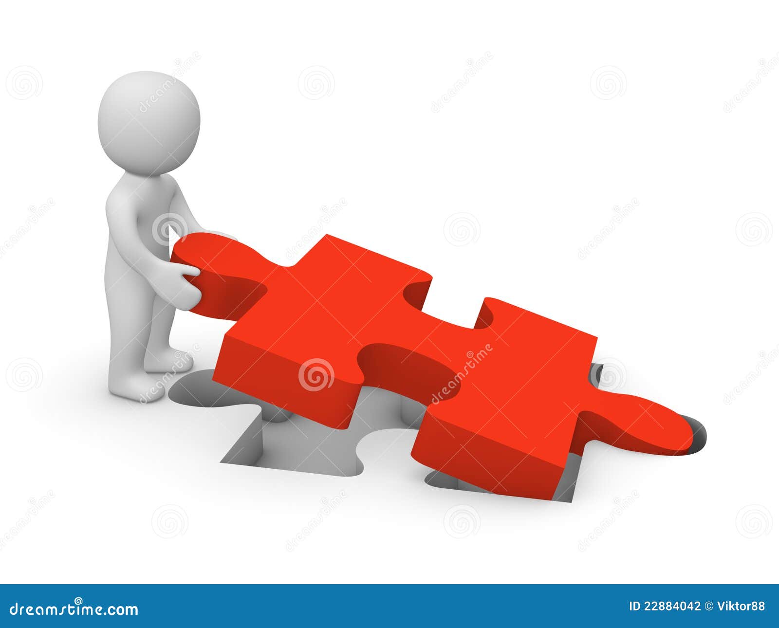 3d man with puzzle piece stock illustration. Illustration of investment ...