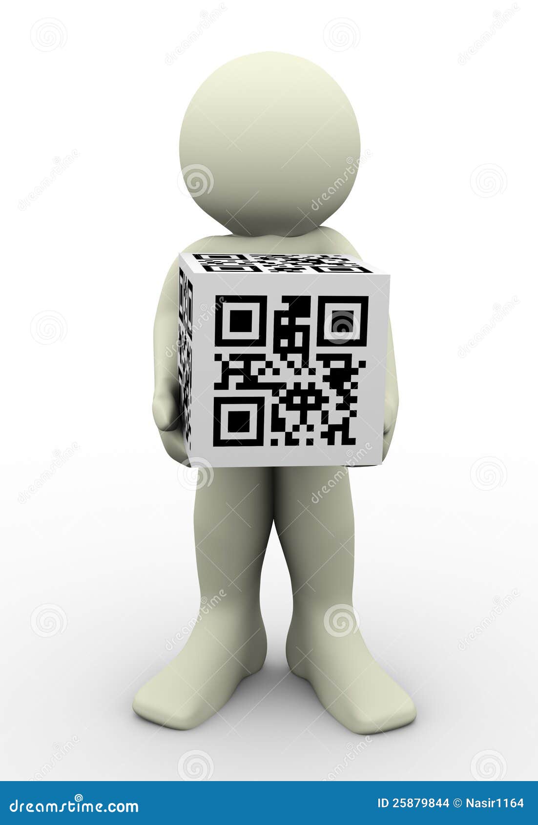 3d Man and Qr Code (matrix Barcode) Stock Illustration - Illustration ...
