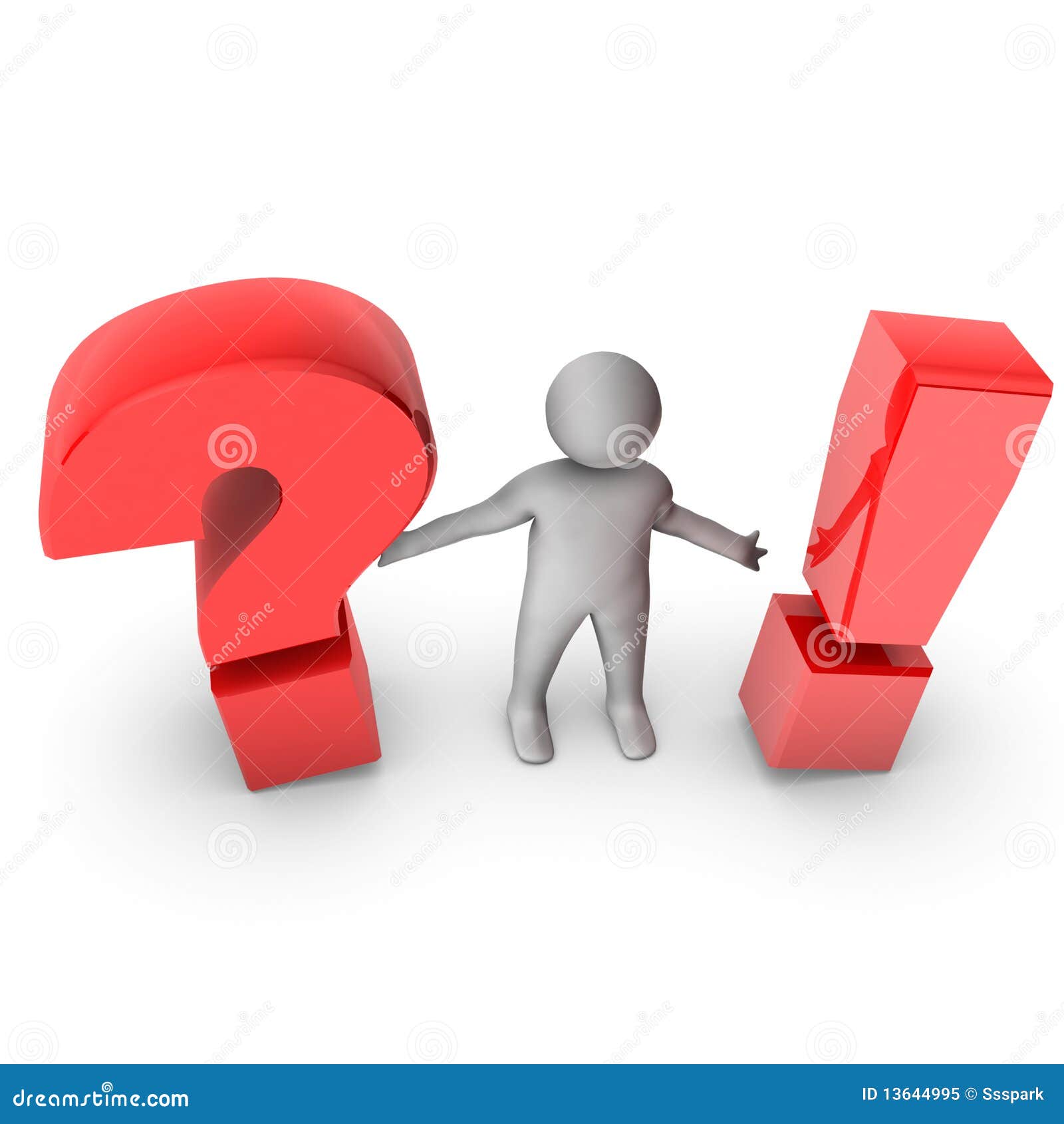3D Man with Quest and Exclamation Sign Stock Illustration ...