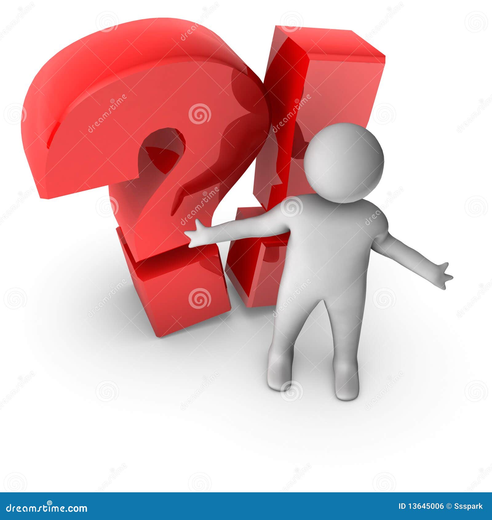 3D Man with Quest and Exclamation Sign Stock Illustration ...