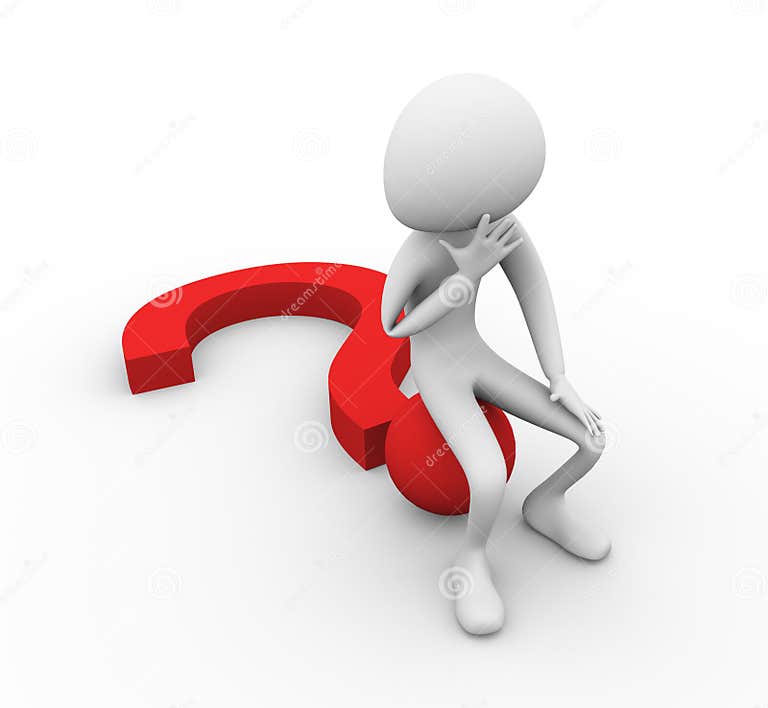 3d Man with Question Mark Sign Stock Illustration - Illustration of ...