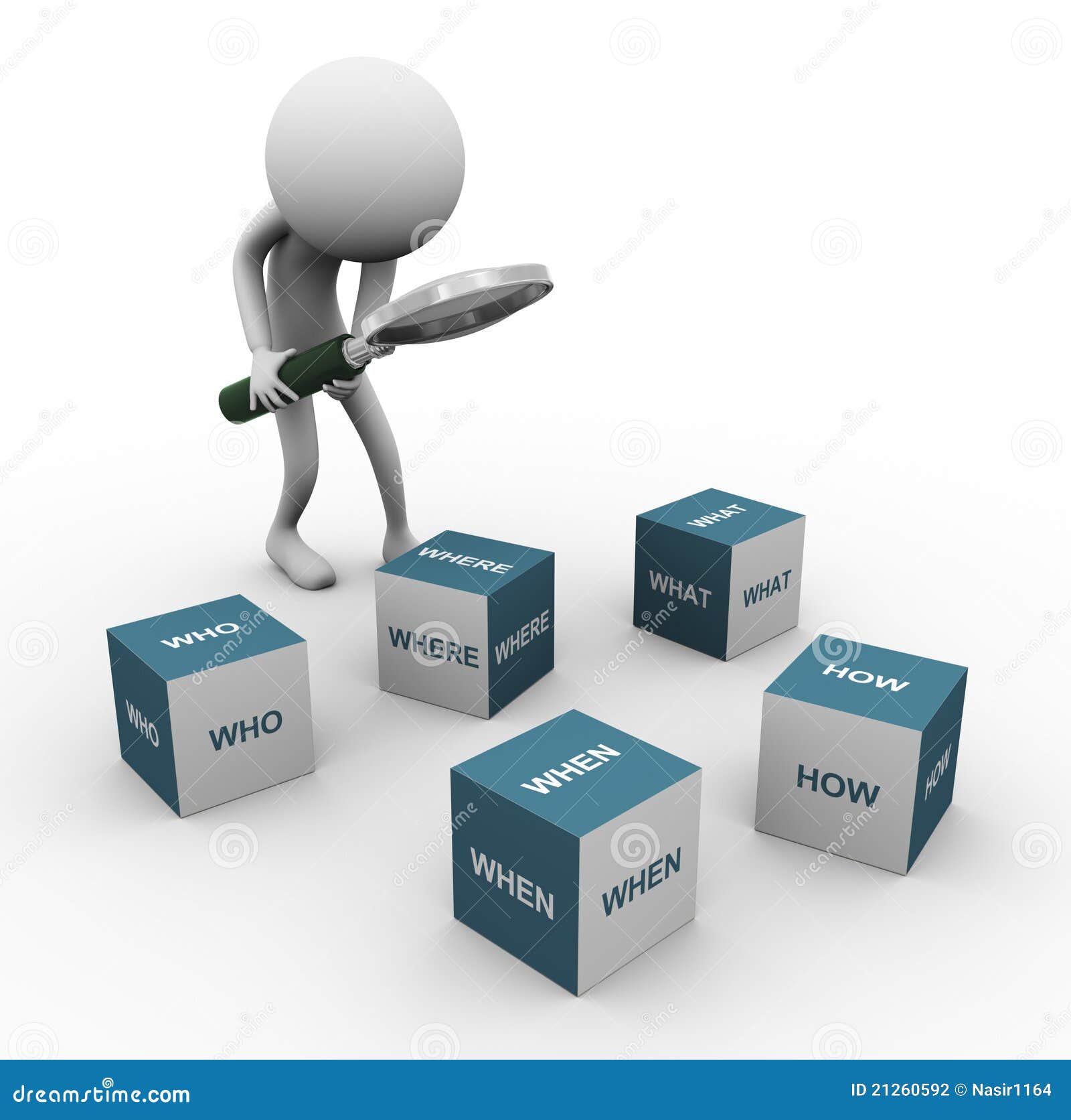 3d man and question words stock illustration. Illustration of person ...