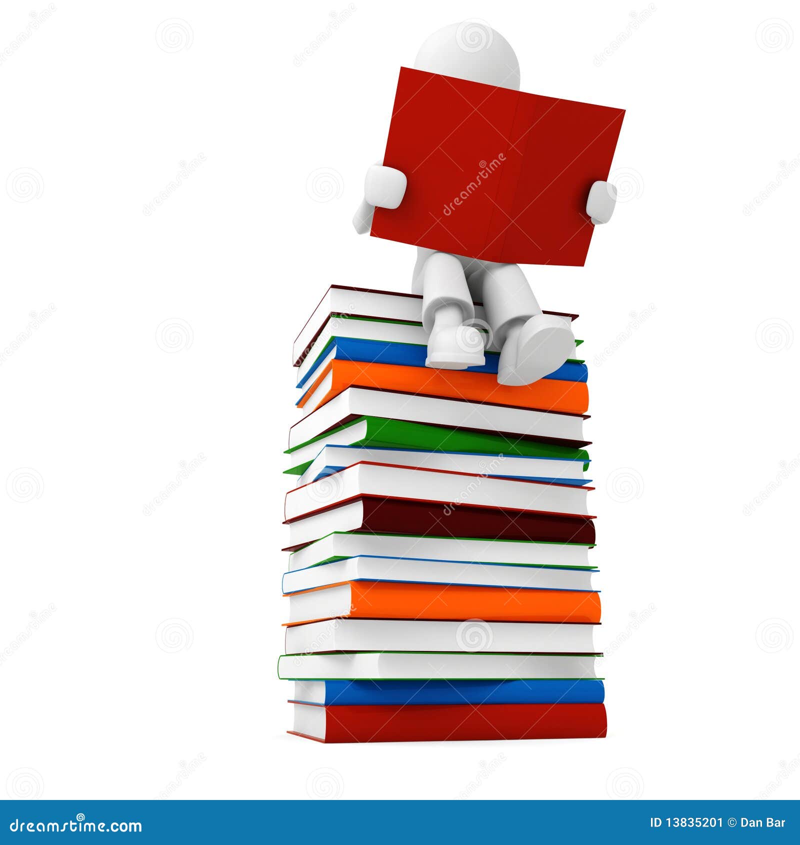 3d man reading a book stock illustration. Illustration of skill - 13835201