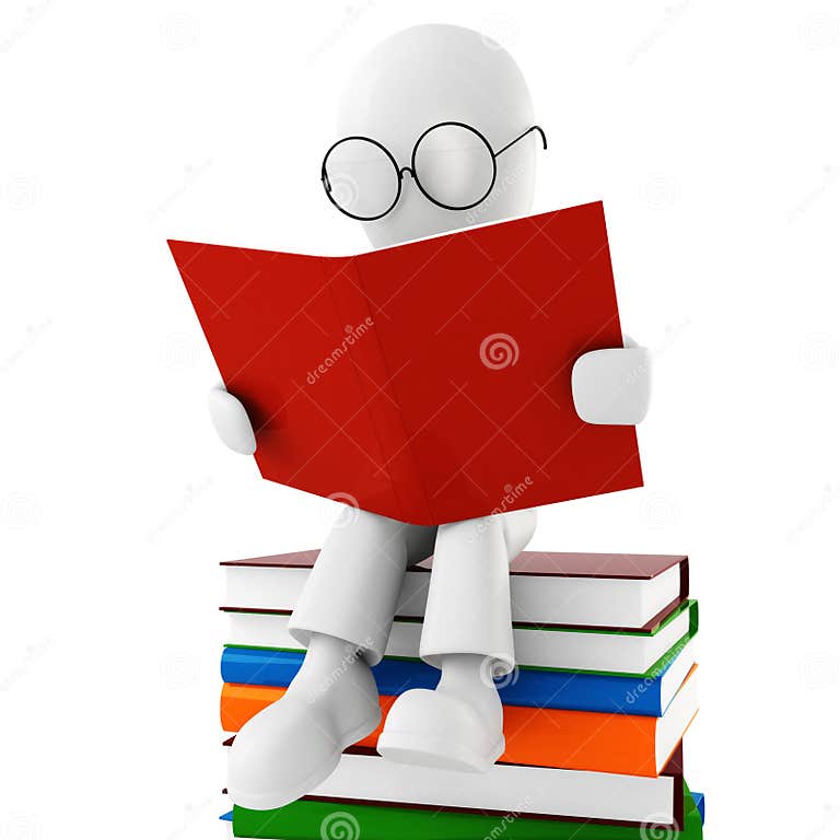 3d man reading a book stock illustration. Illustration of literature ...