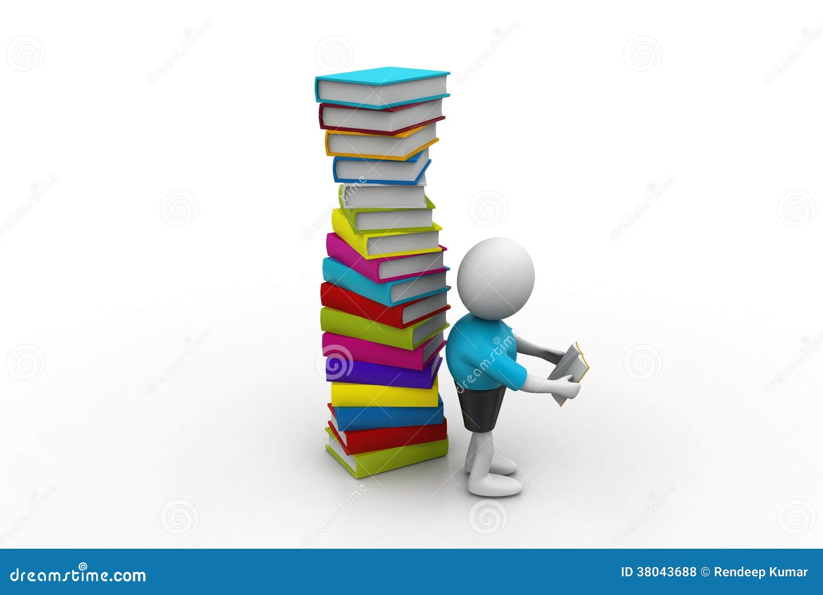 3d man reading book stock illustration. Illustration of looking - 38043688