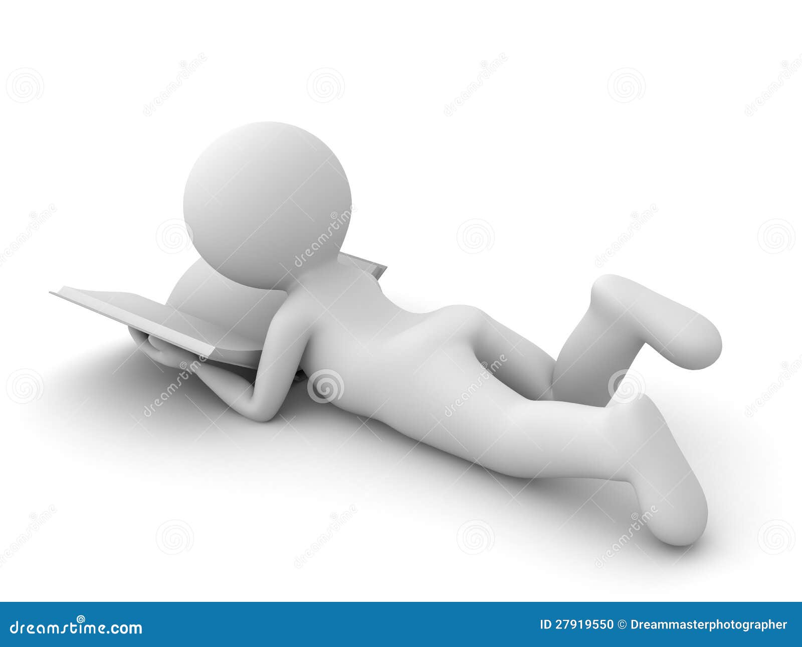 3d Man Reading A Book Lying On White Stock Photography | CartoonDealer ...