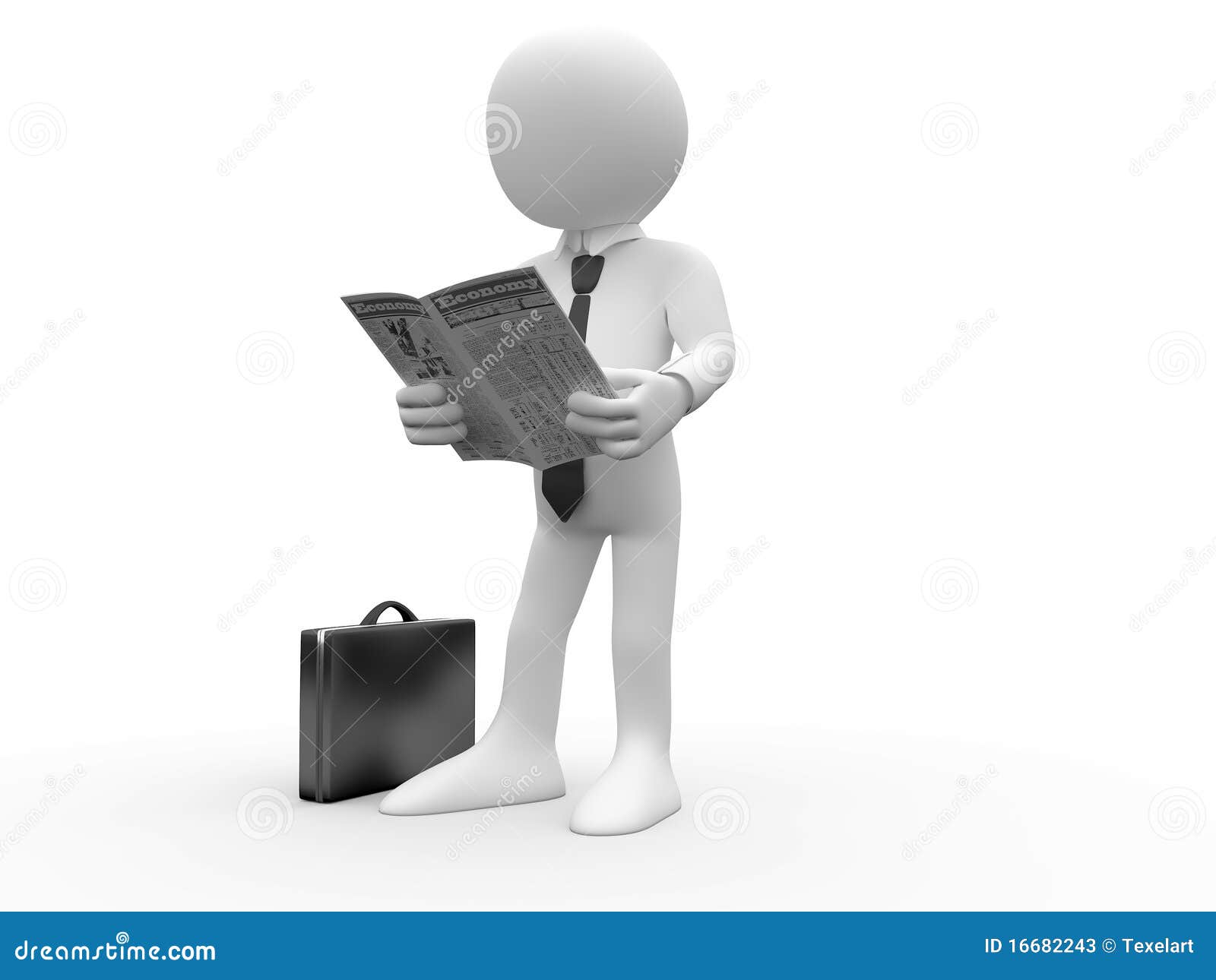 3D Man Reading the Newspaper Stock Illustration - Illustration of human ...