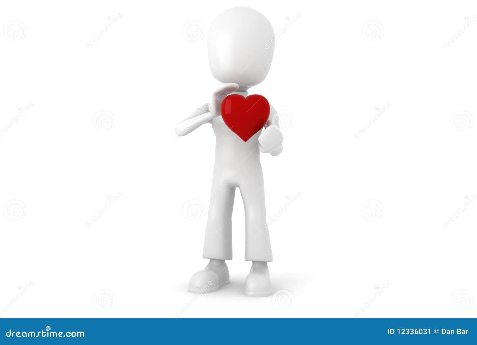 3d Man with a Red Heart in Hes Hands Stock Illustration - Illustration ...