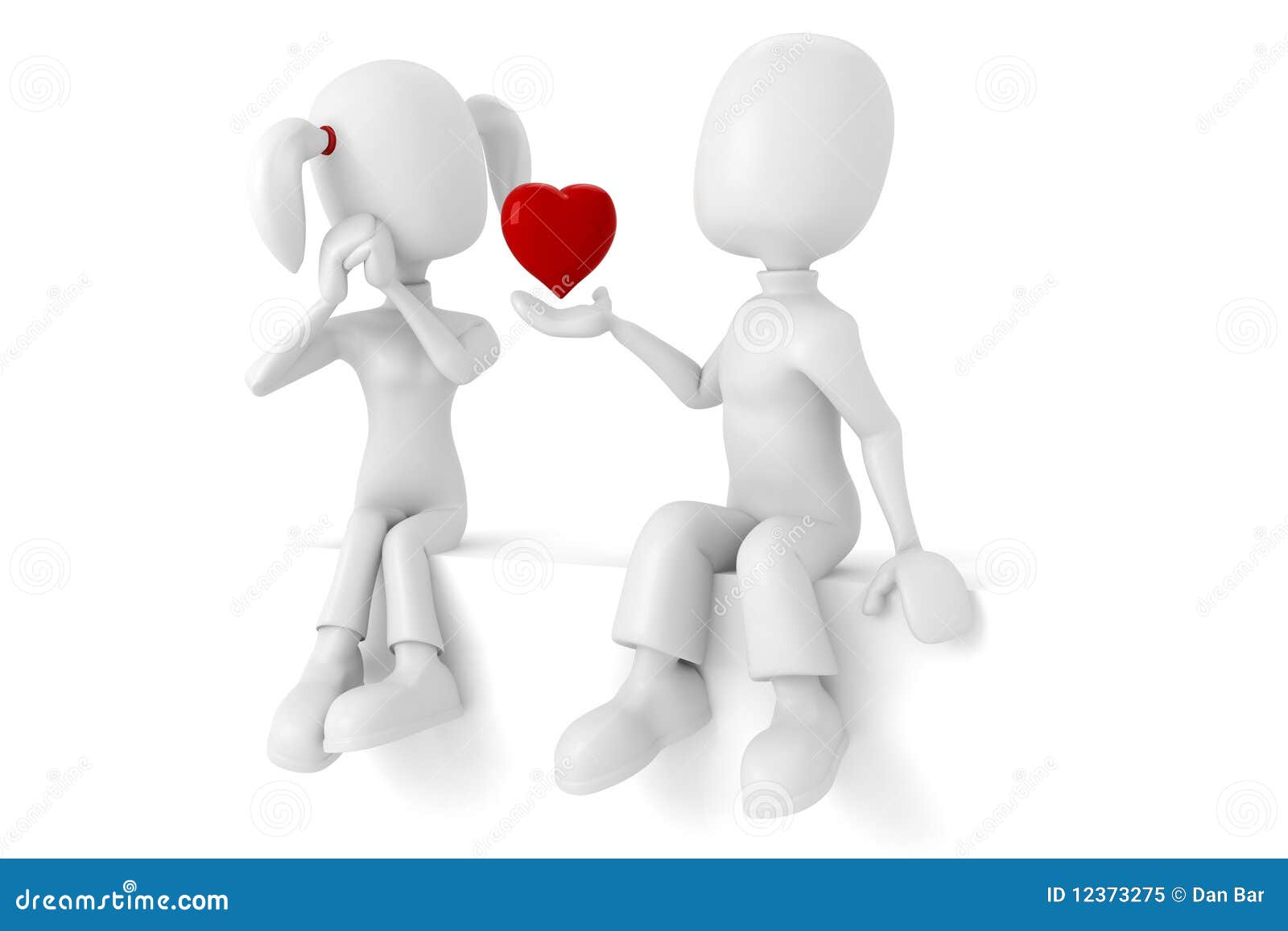 3d Man with a Red Heart in Hes Hands Stock Illustration - Illustration ...