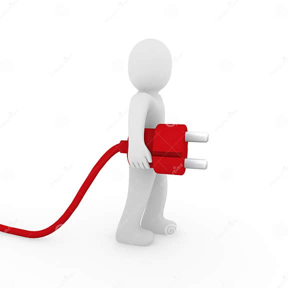 3d man red plug stock illustration. Illustration of electronic - 19437372