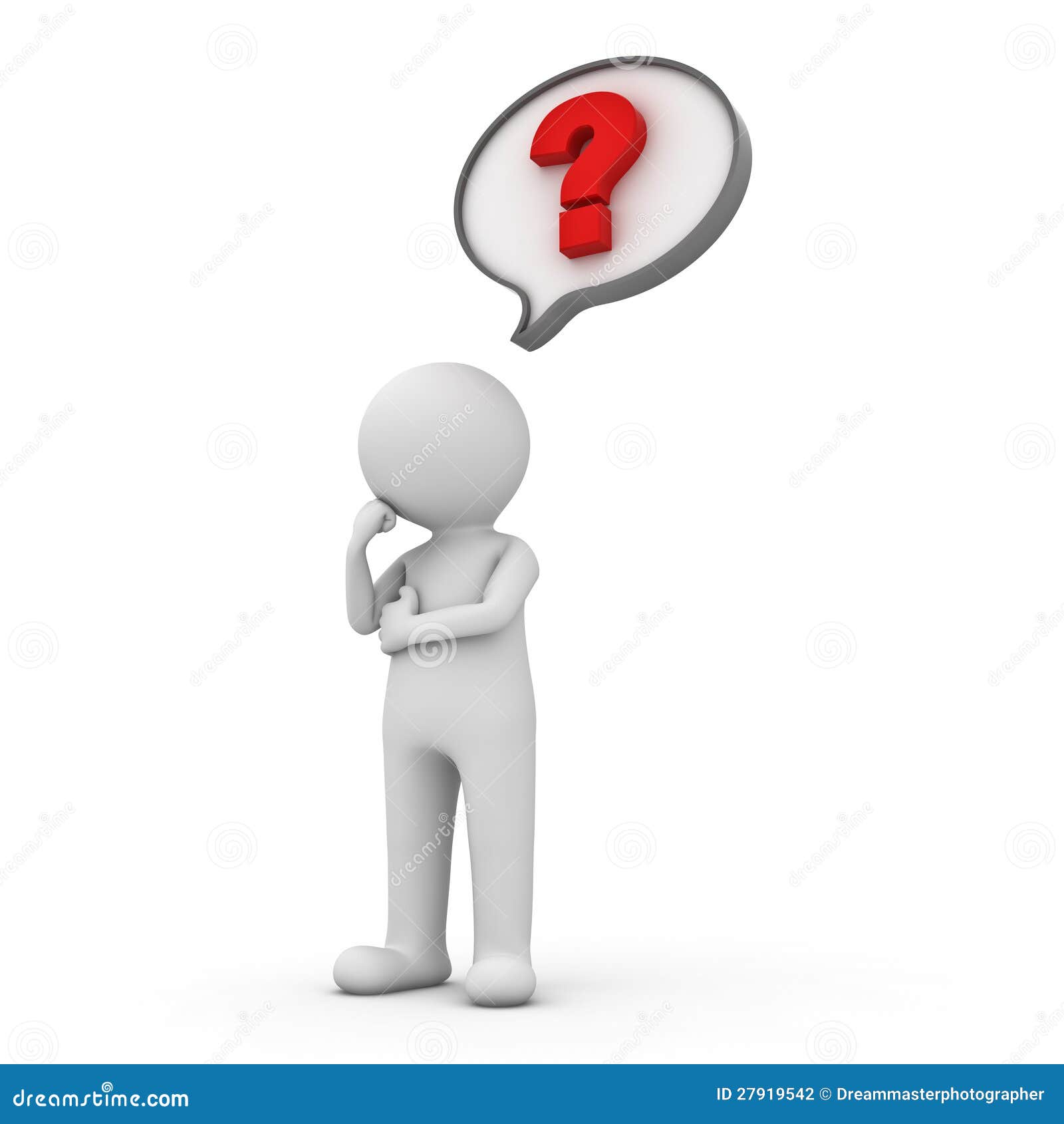 3d Man With Red Question Mark In Speech Bubble Stock Photography ...
