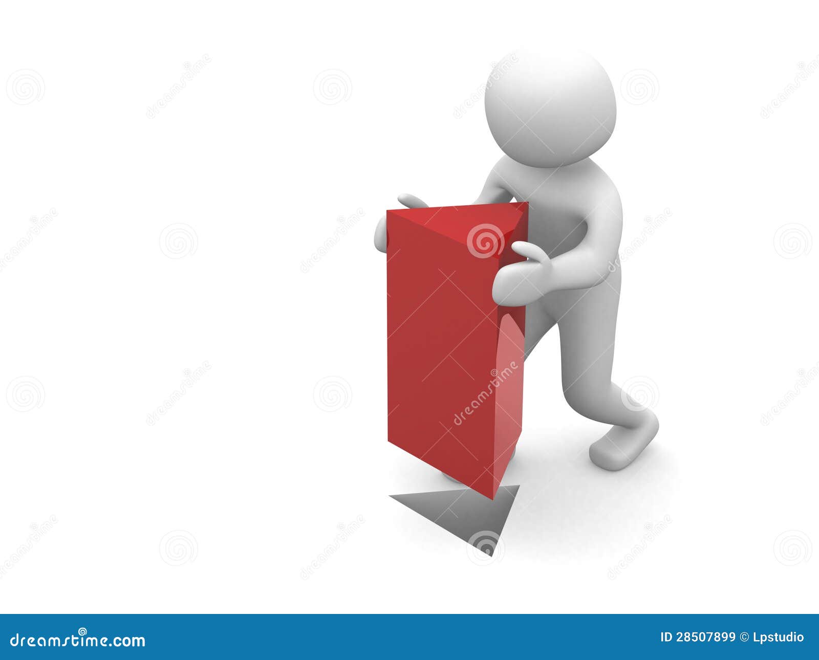 3d man with red triangle stock illustration. Illustration of mental ...