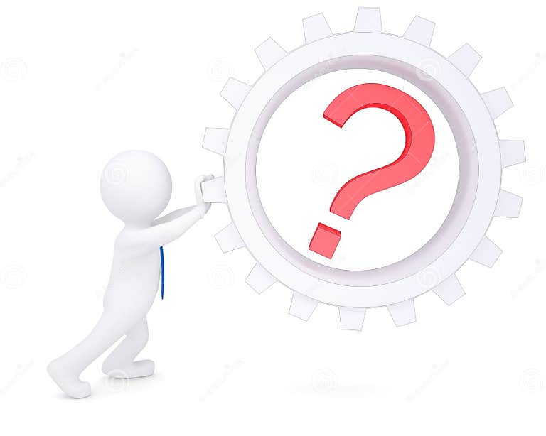 3d Man Rotate the Pinion with a Question Stock Illustration ...