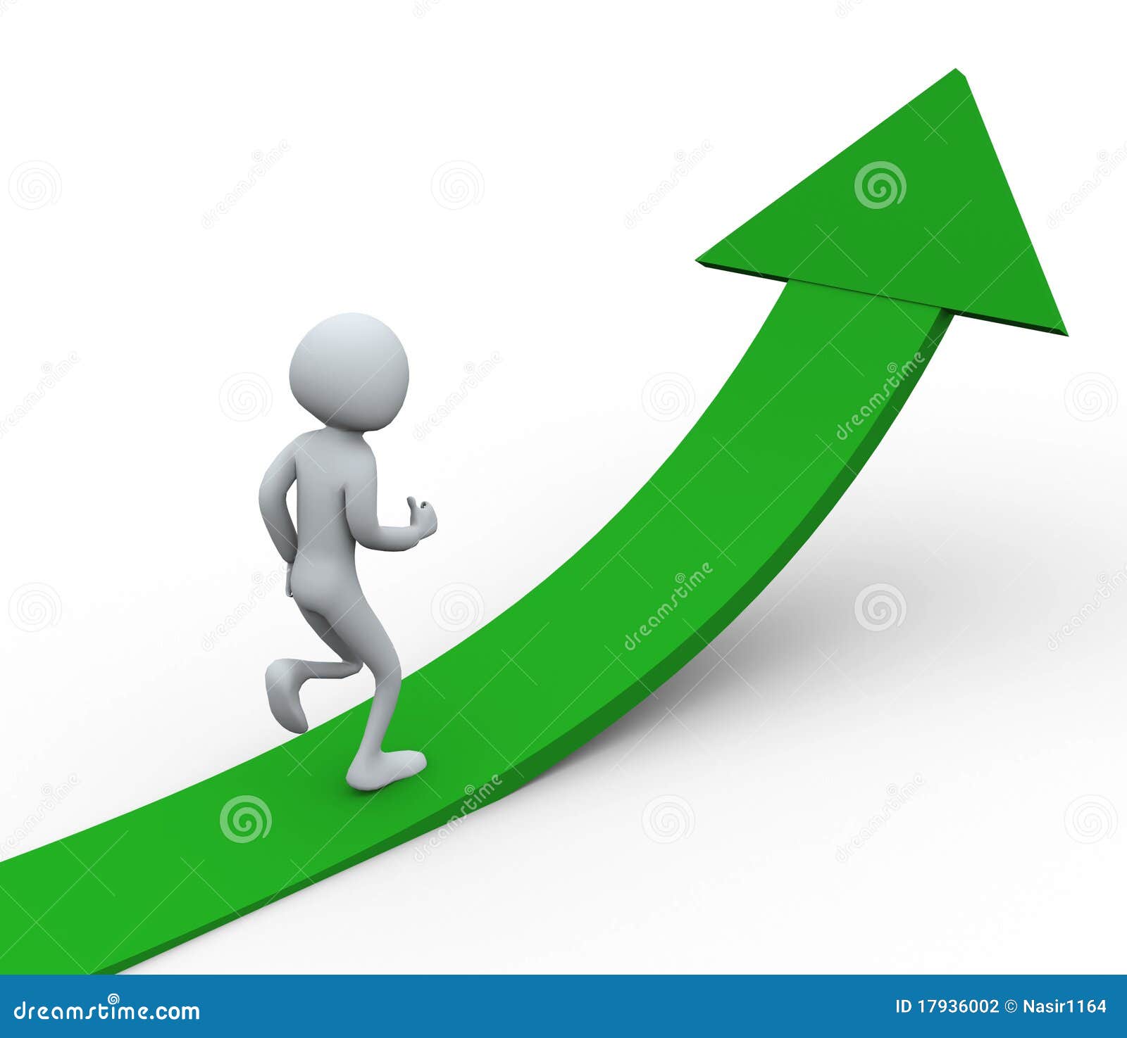 3d man running on arrow stock illustration. Illustration of finance ...