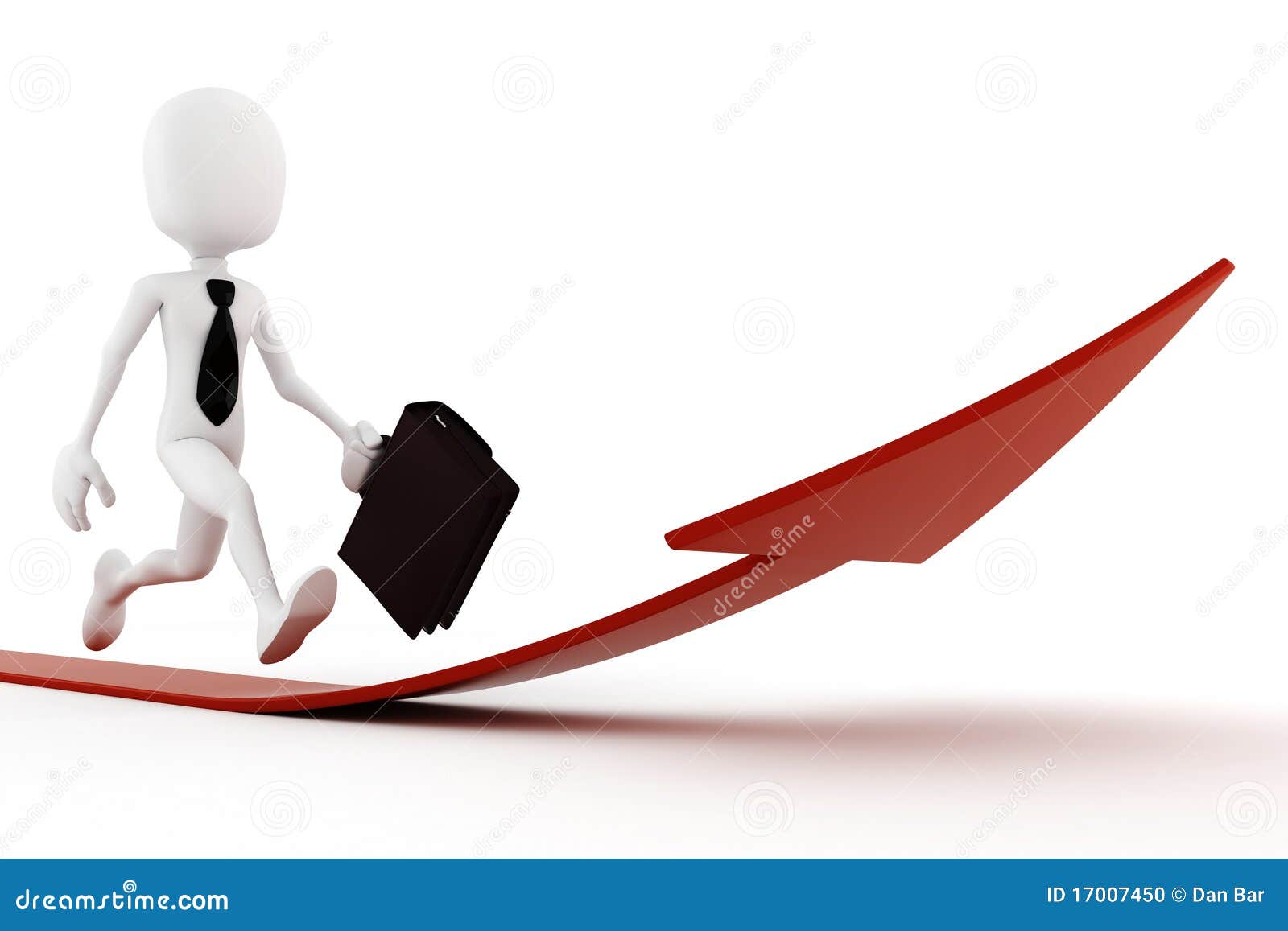 3d Man Running on an Arrow, Pointing Up Stock Illustration ...