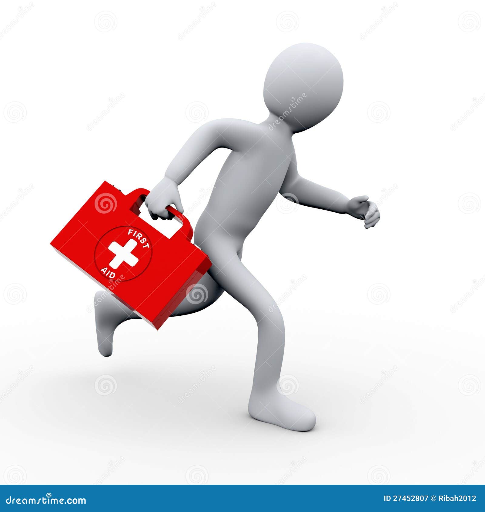 3d Man Running with First Aid Kit Stock Illustration - Illustration of ...