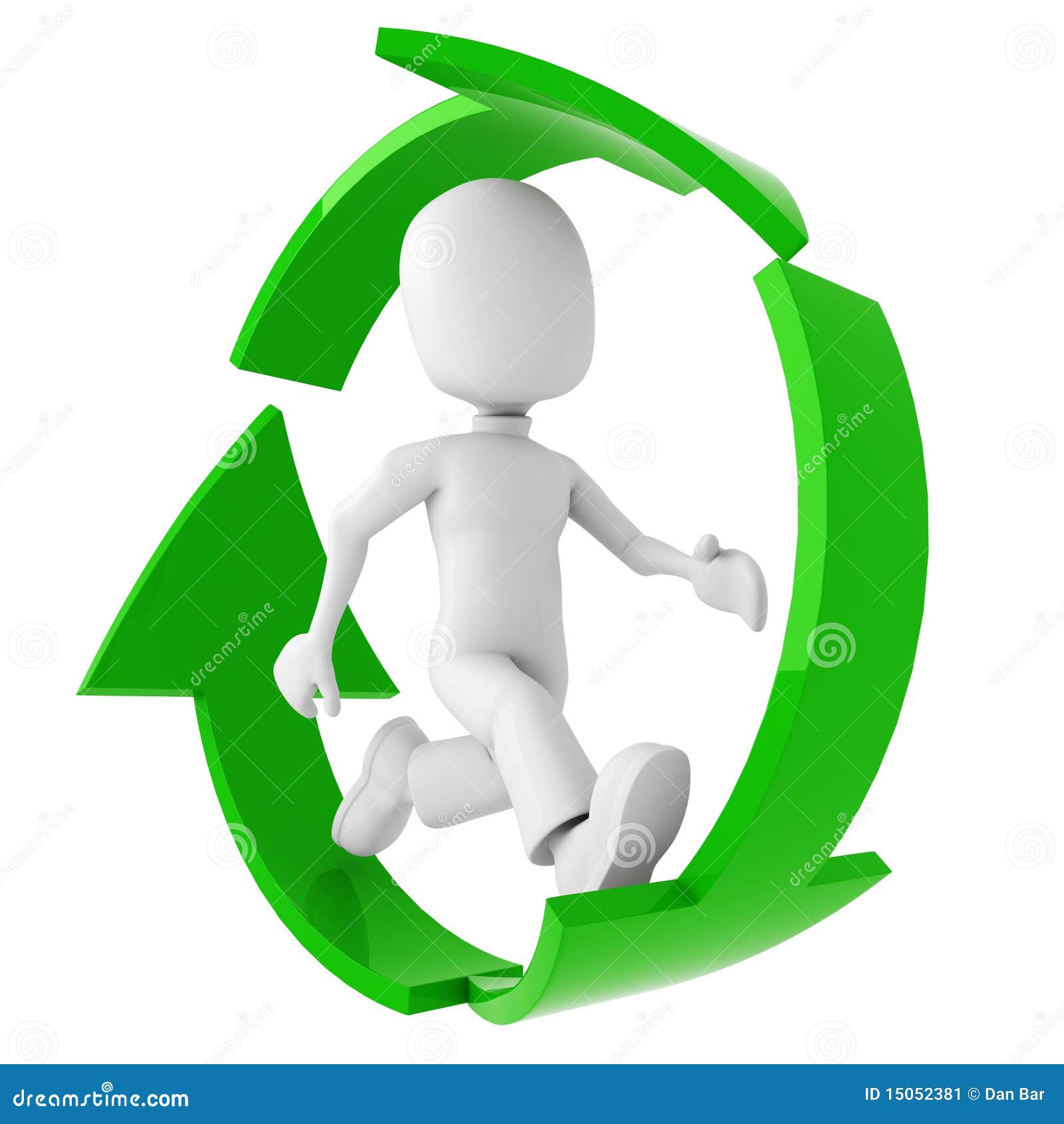 3d Man, Running Inside the Recycle Symbol Stock Illustration ...