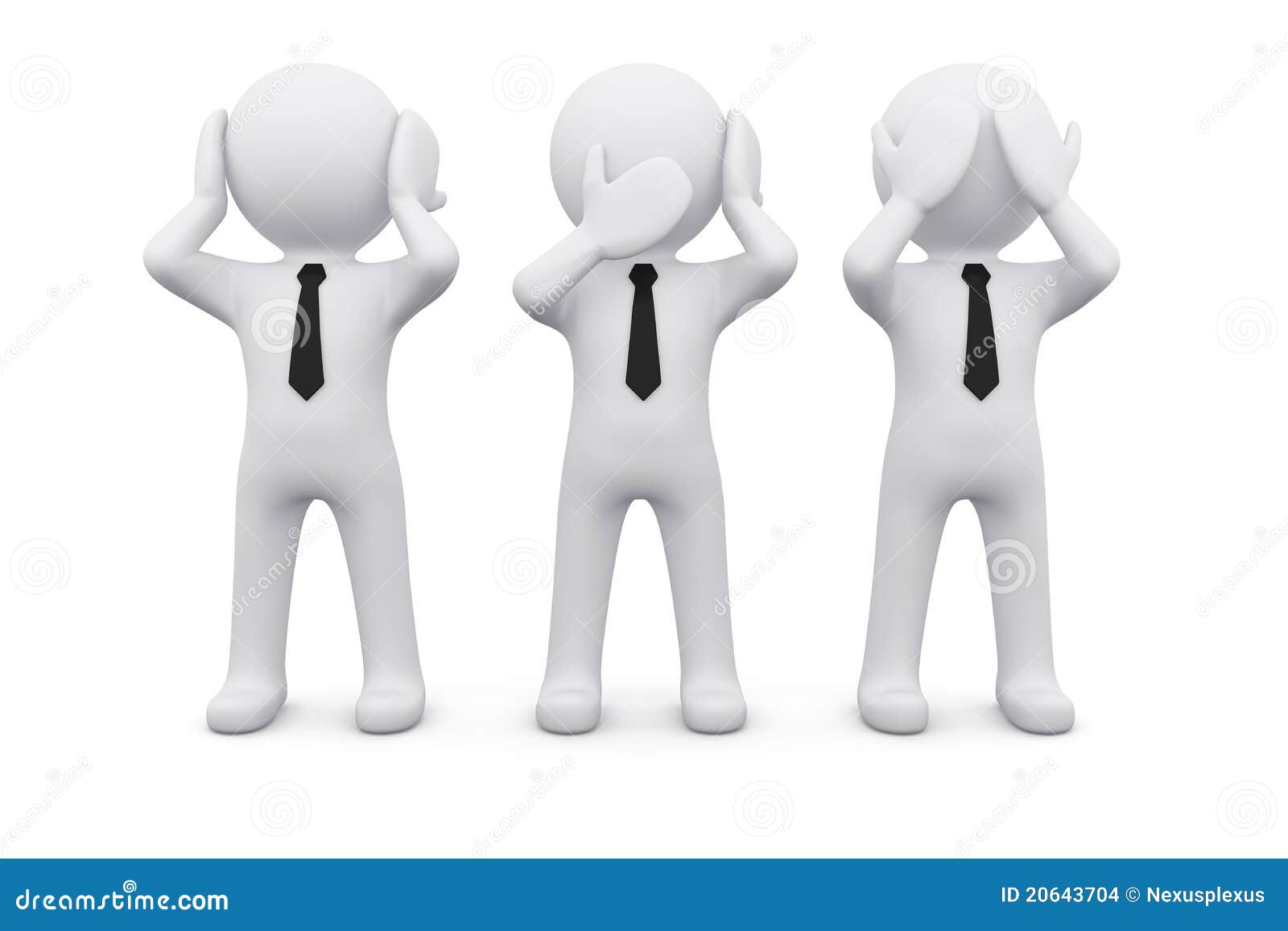 3D Man Say, See and Hear Nothing Stock Illustration - Illustration of ...