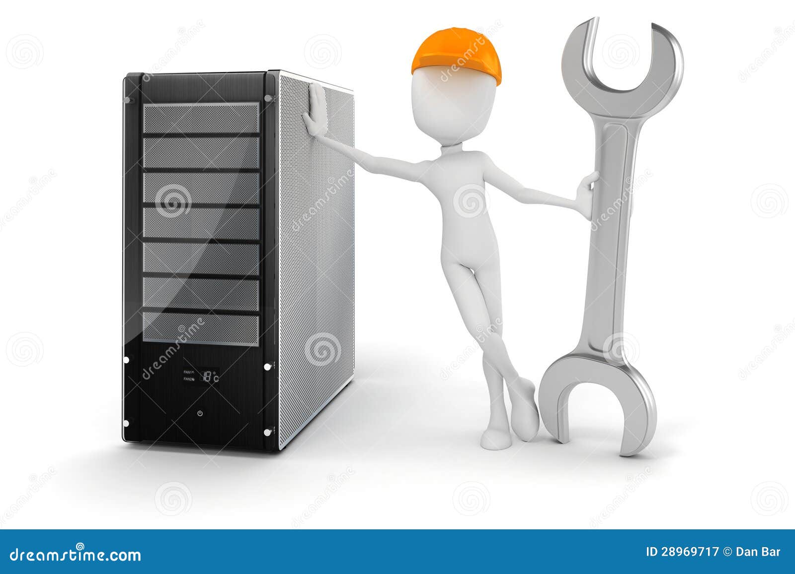 3d Man and Server, Hardware Maintenance Stock Illustration ...