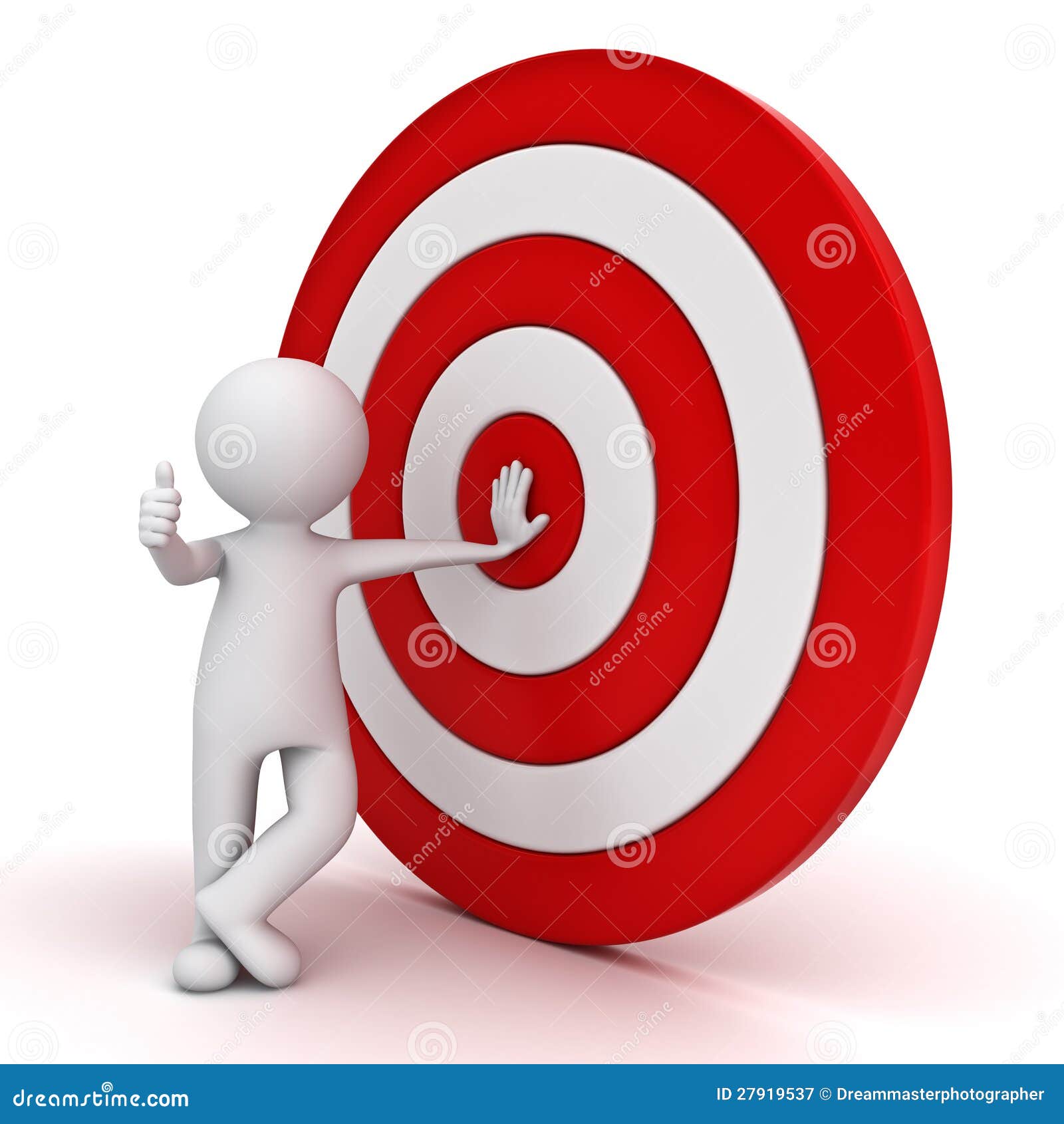 3d Man Showing Thumb Up with Red Target Stock Illustration ...