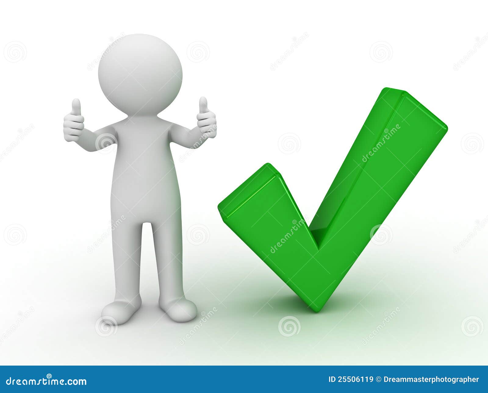 3d Man Showing Thumbs Up With Green Check Mark Royalty-Free Stock ...