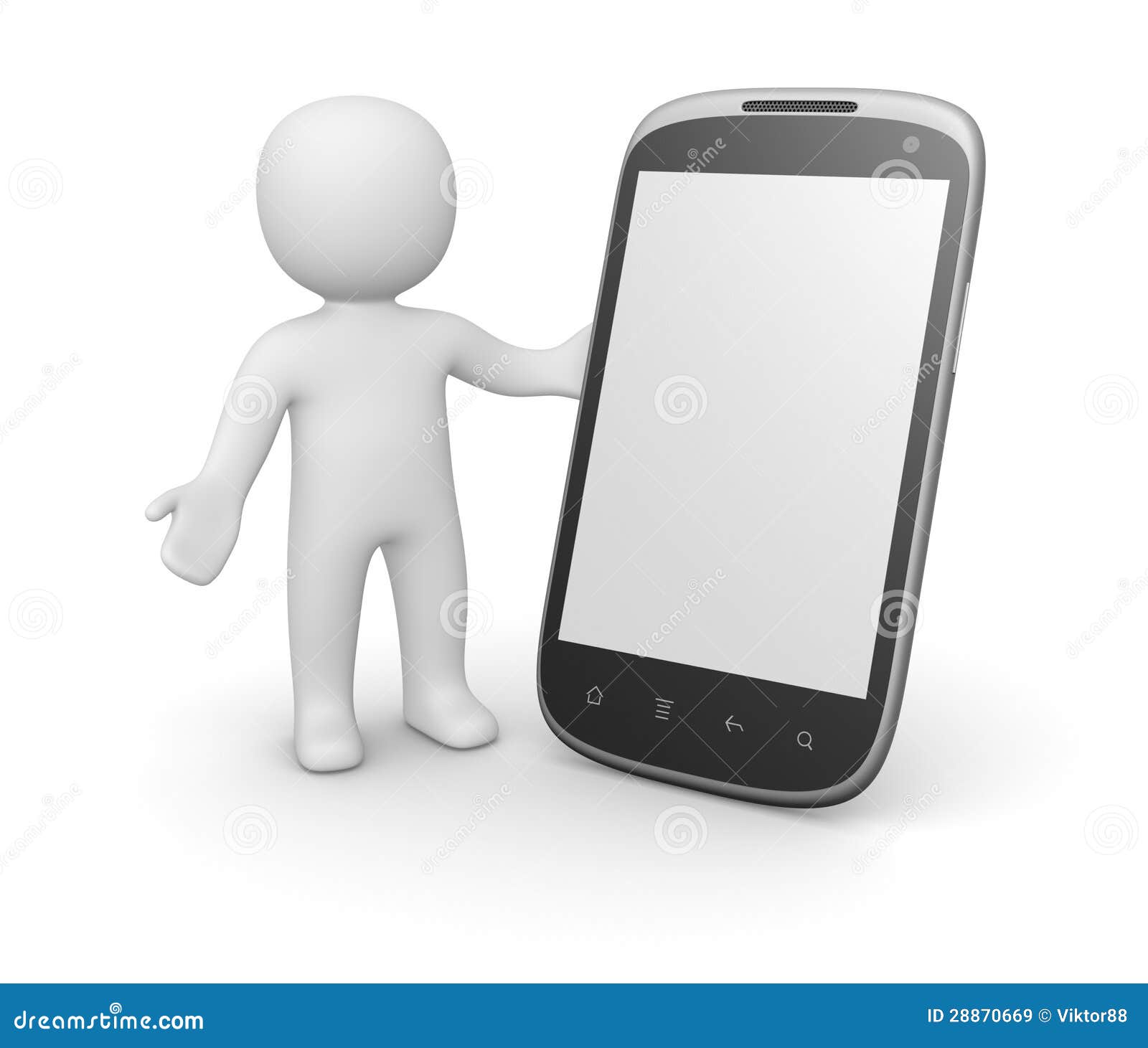 3d man with smart phone stock illustration. Illustration of digital ...