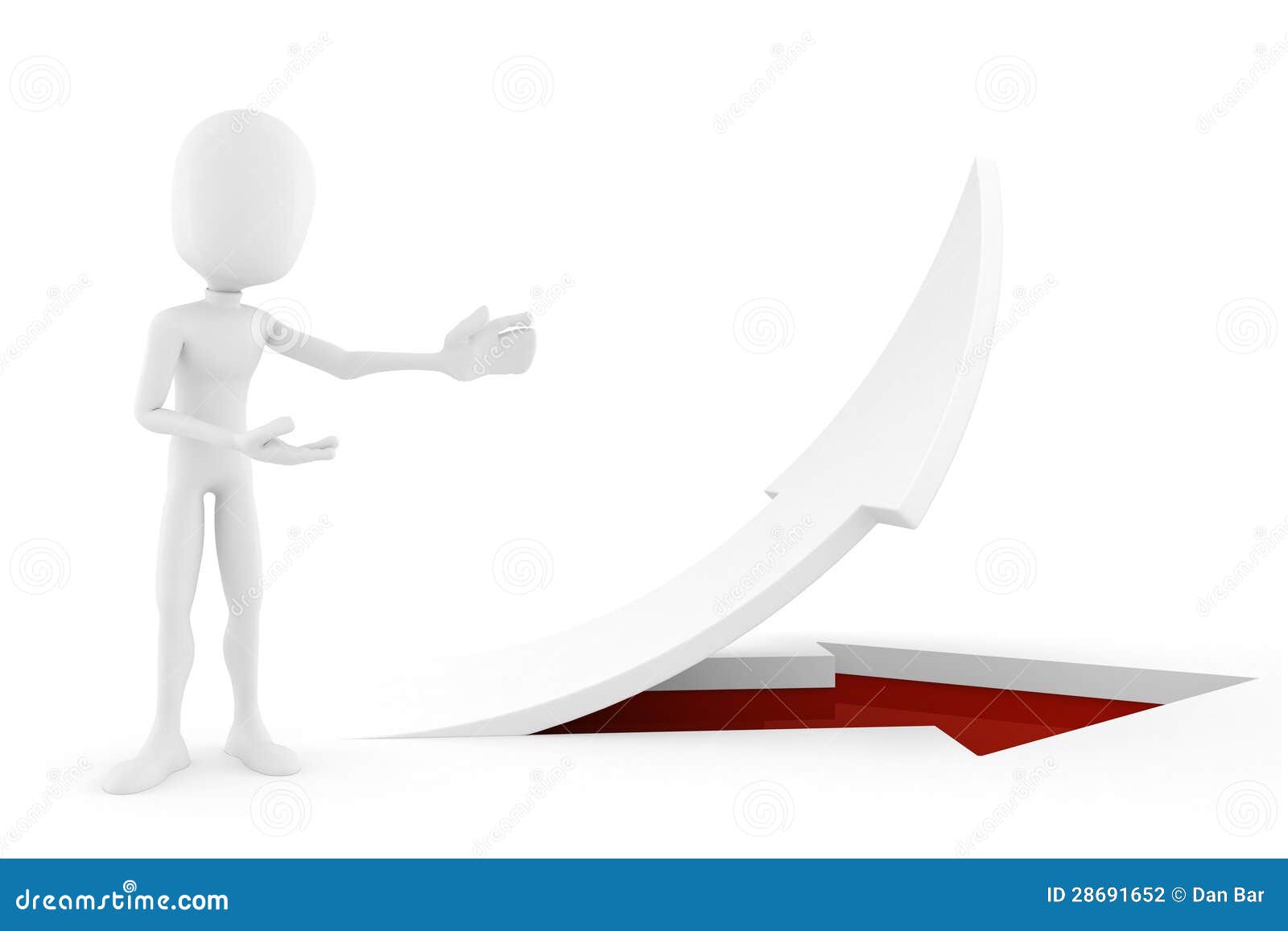 3d Man Standing Near an Arrow Pointing Up Stock Illustration ...
