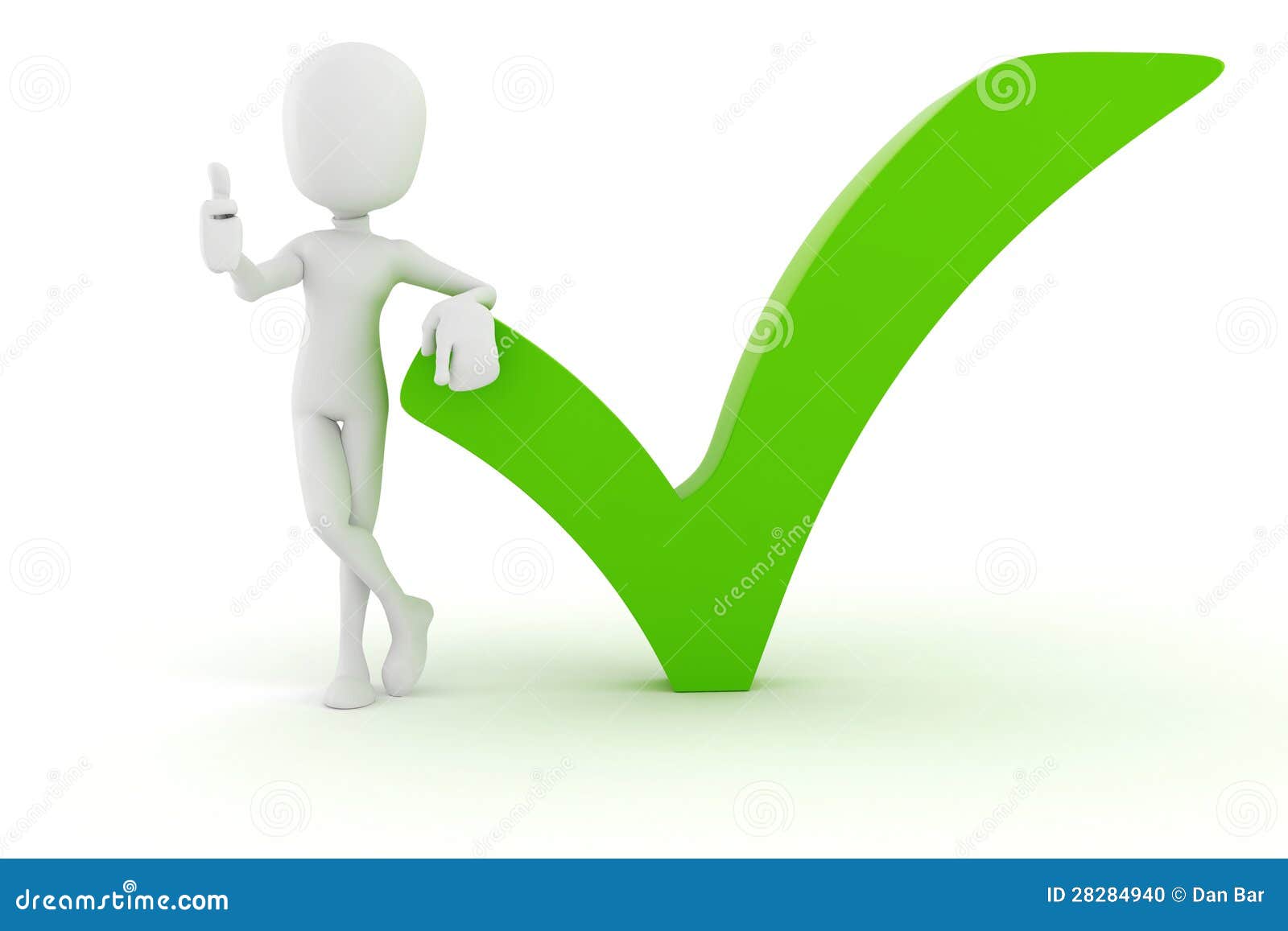 3d Man Standing Near a Check Ok Symbol Stock Illustration ...