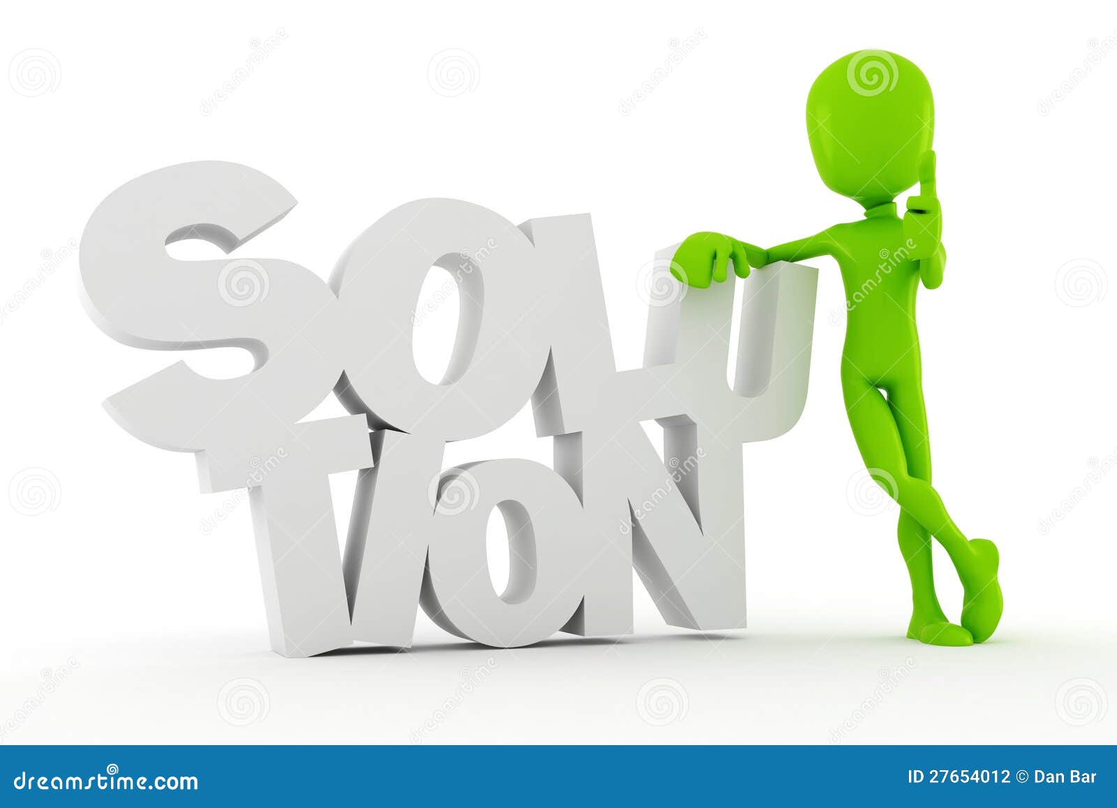 3d Man Standing Near SOLUTION Text Stock Illustration - Illustration of ...