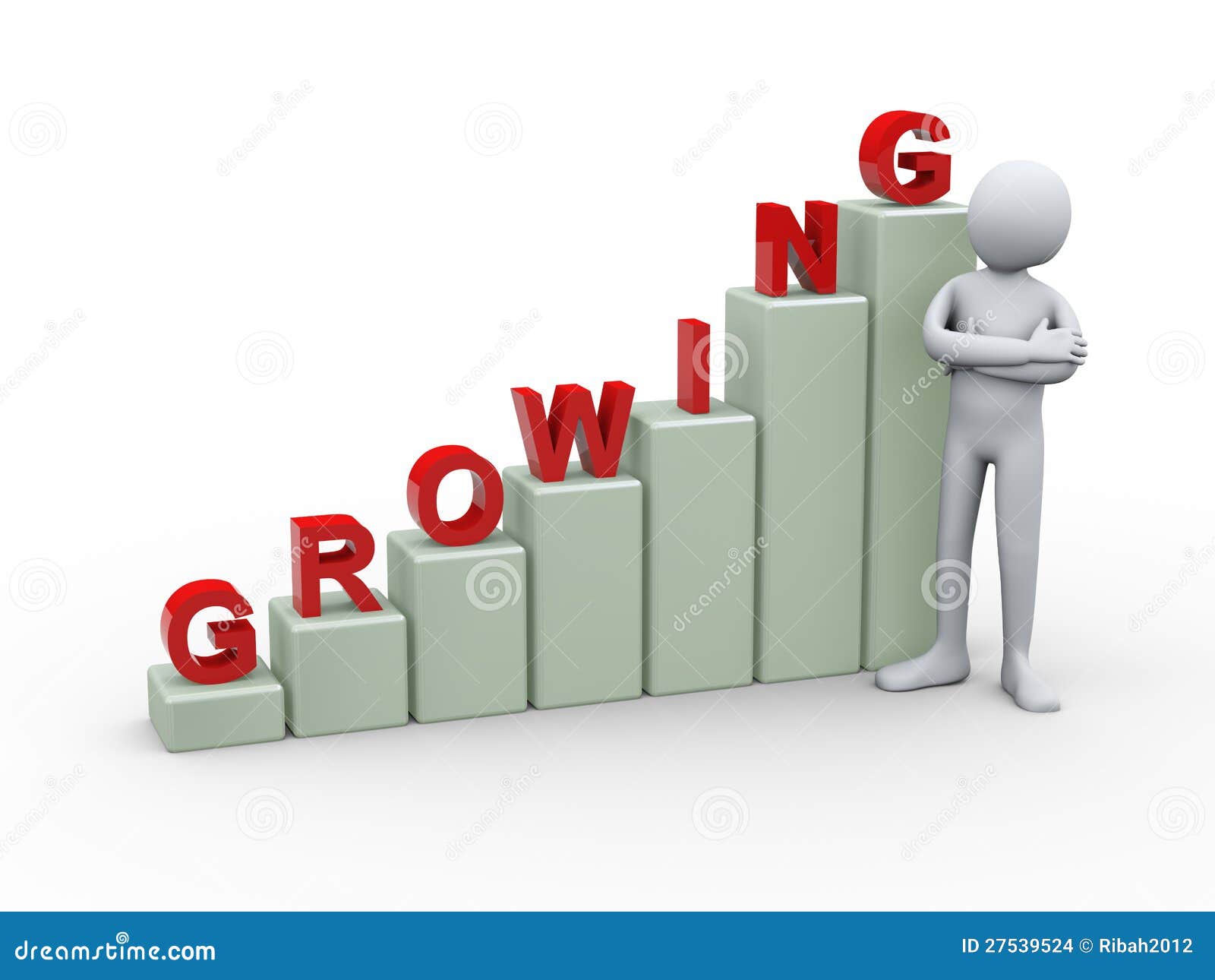 3d Man Standing with Progress Bars Stock Illustration - Illustration of ...