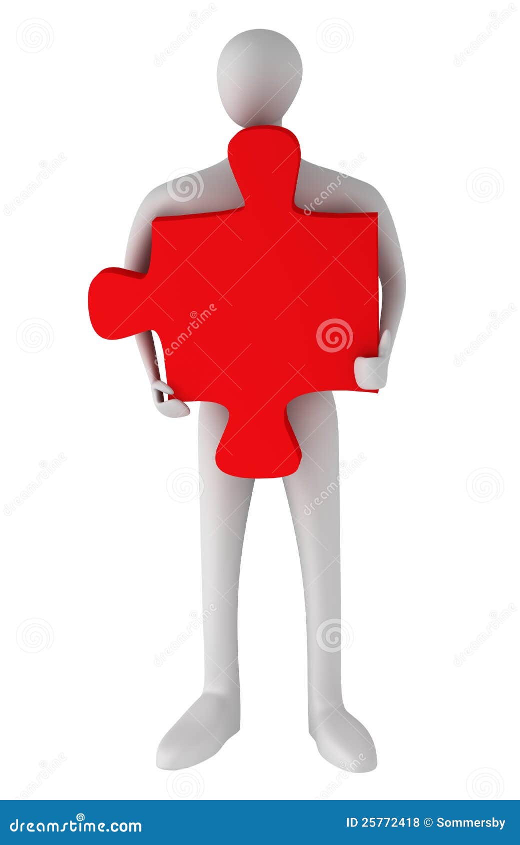 3d Man Standing With Puzzle Stock Photo | CartoonDealer.com #25772418