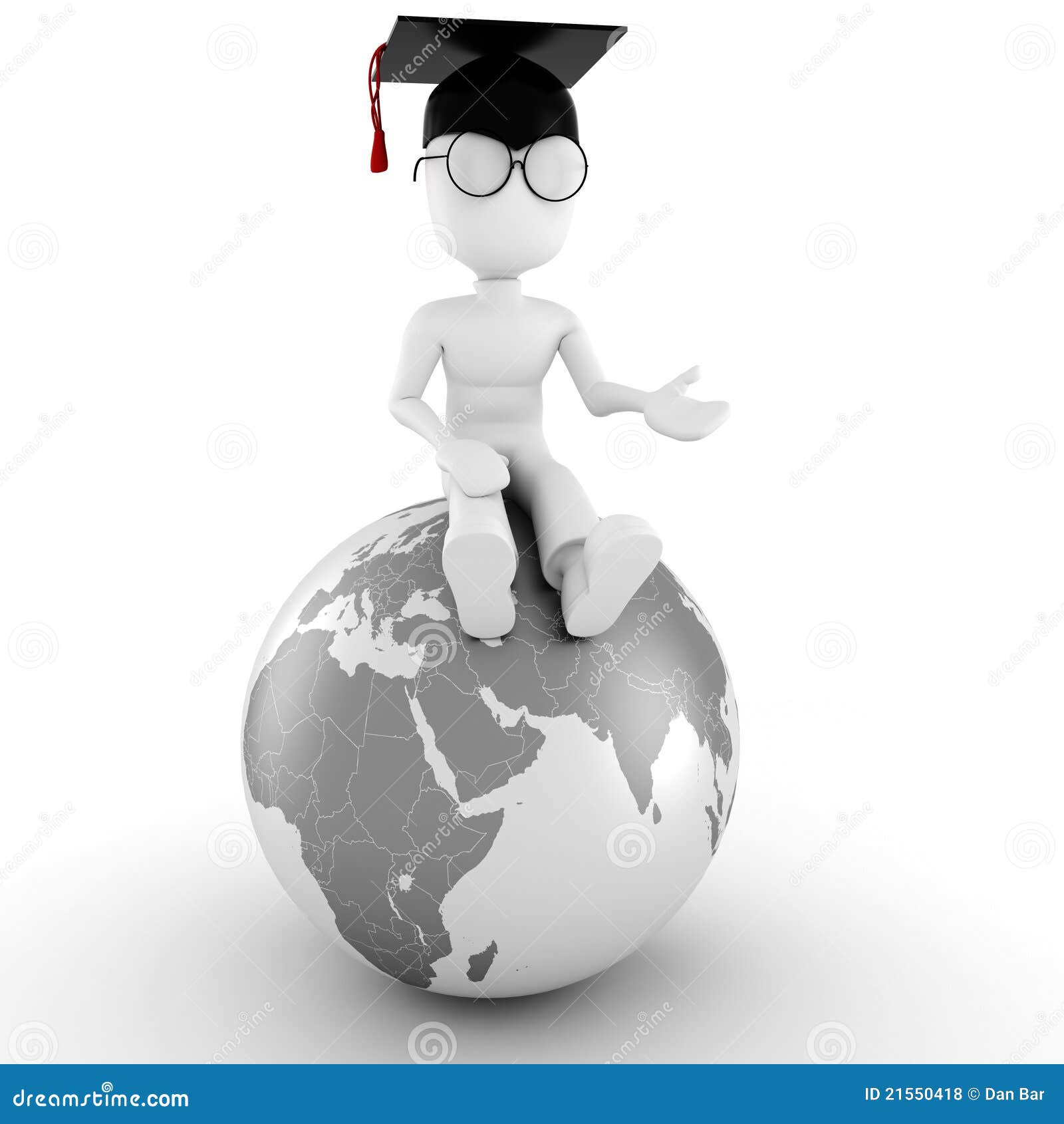 3d Man Student on White Background Stock Illustration - Illustration of ...