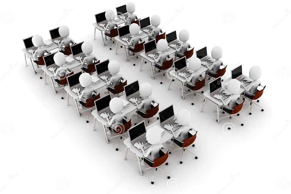 3d Man Students in Classroom Stock Illustration - Illustration of desk ...