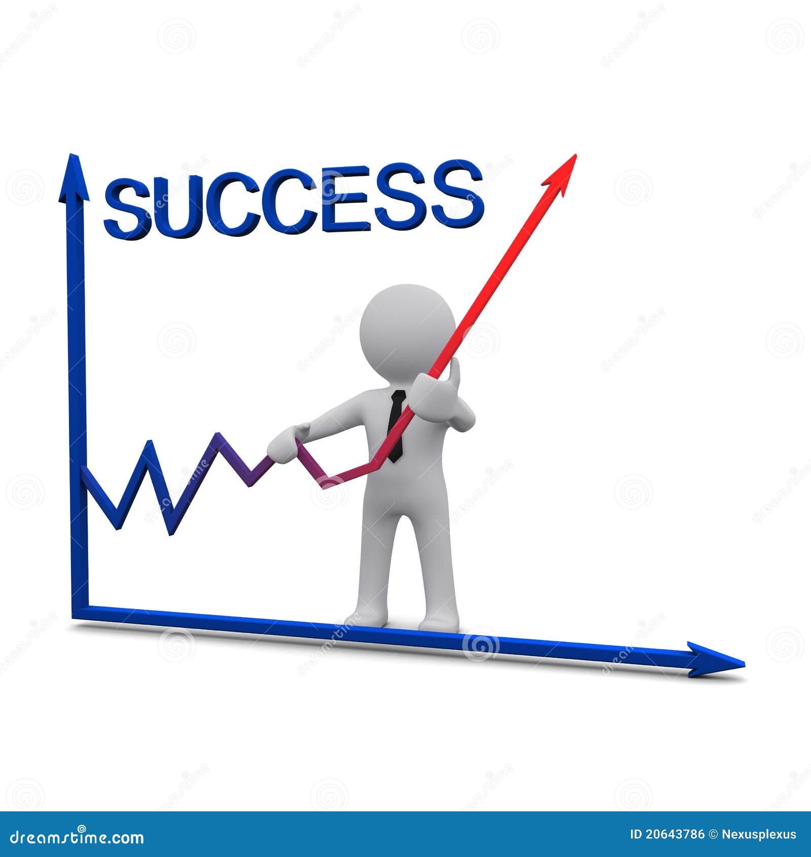 3D Man and Success Graph with Red Arrow Stock Illustration ...