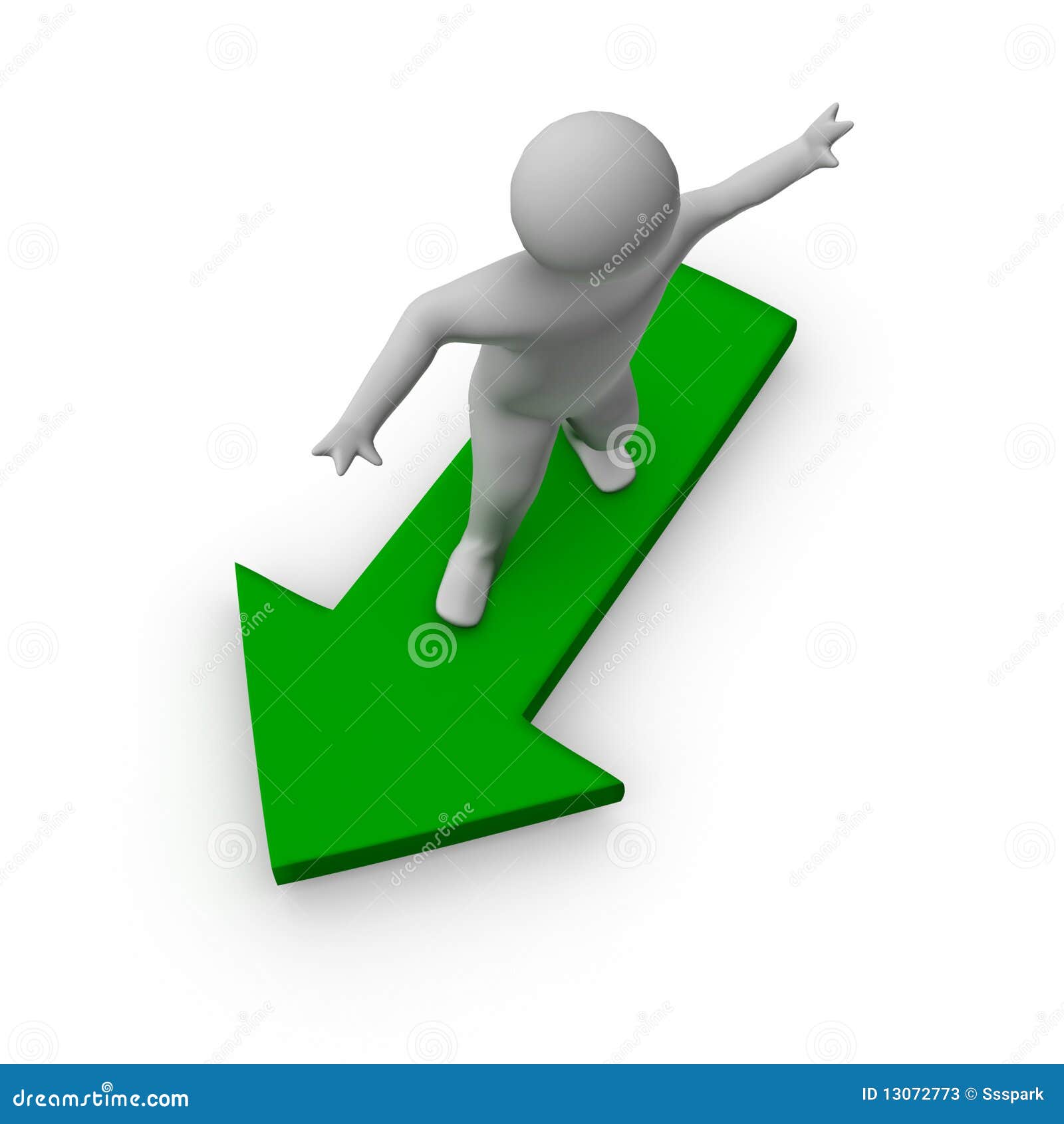 3d Man Surfing on Green Arrow Stock Illustration - Illustration of ...